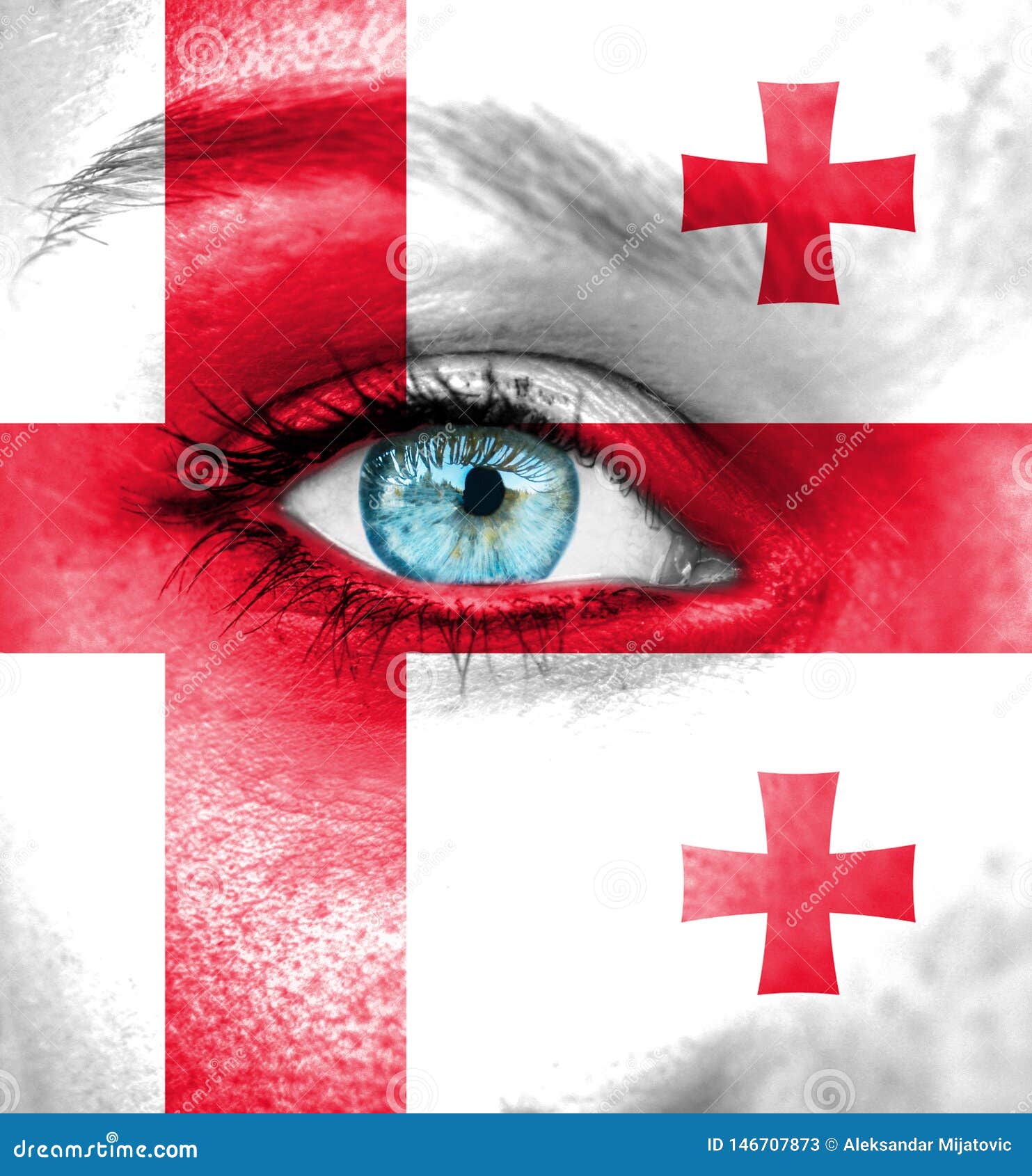 Woman Face Painted with Flag of Georgia Stock Image - Image of ...