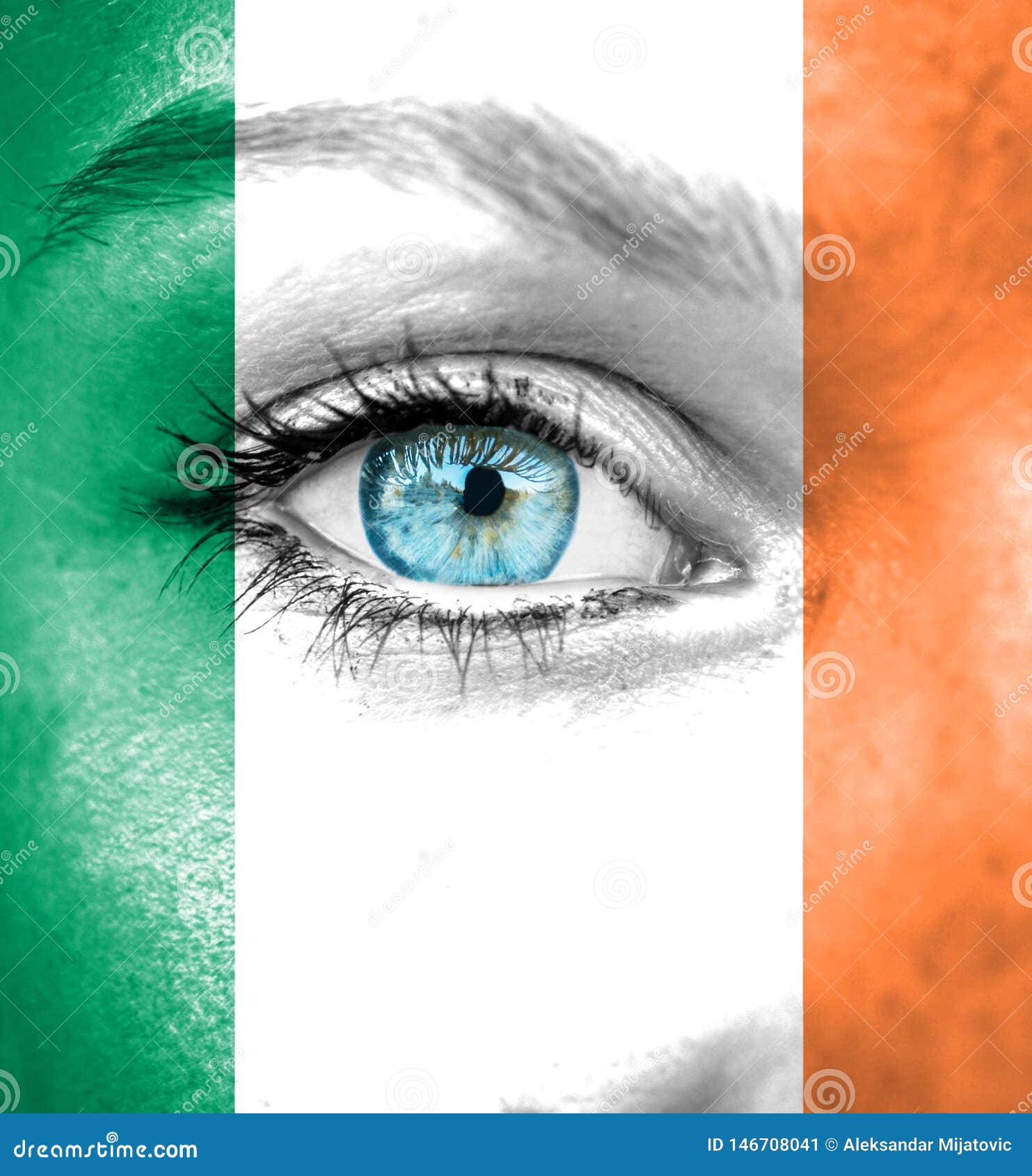 Woman Face Painted with Flag of Ireland Stock Image - Image of irish ...