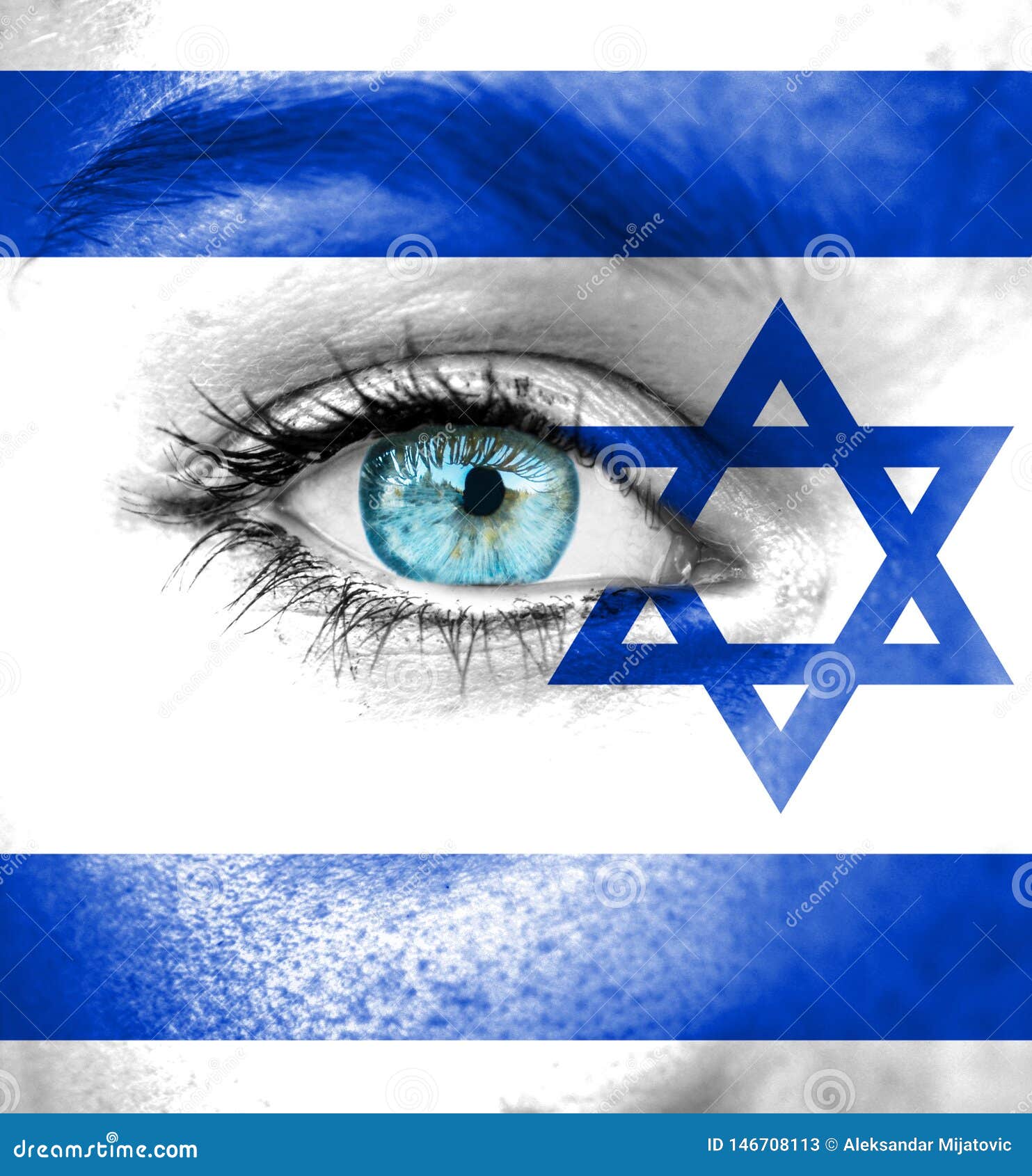 Woman Face Painted with Flag of Israel Stock Image - Image of people ...