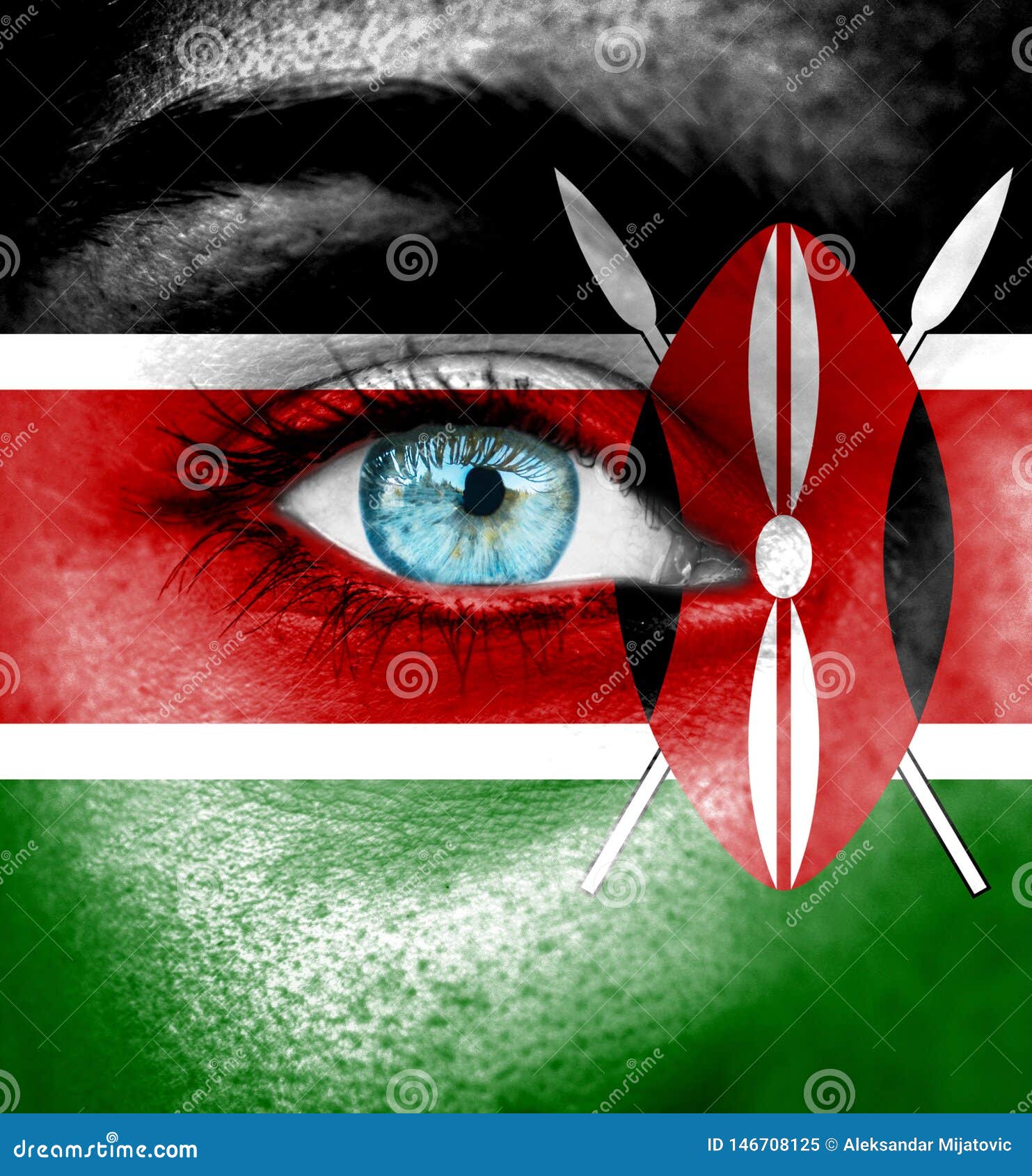 Woman Face Painted with Flag of Kenya Stock Image - Image of makeup ...