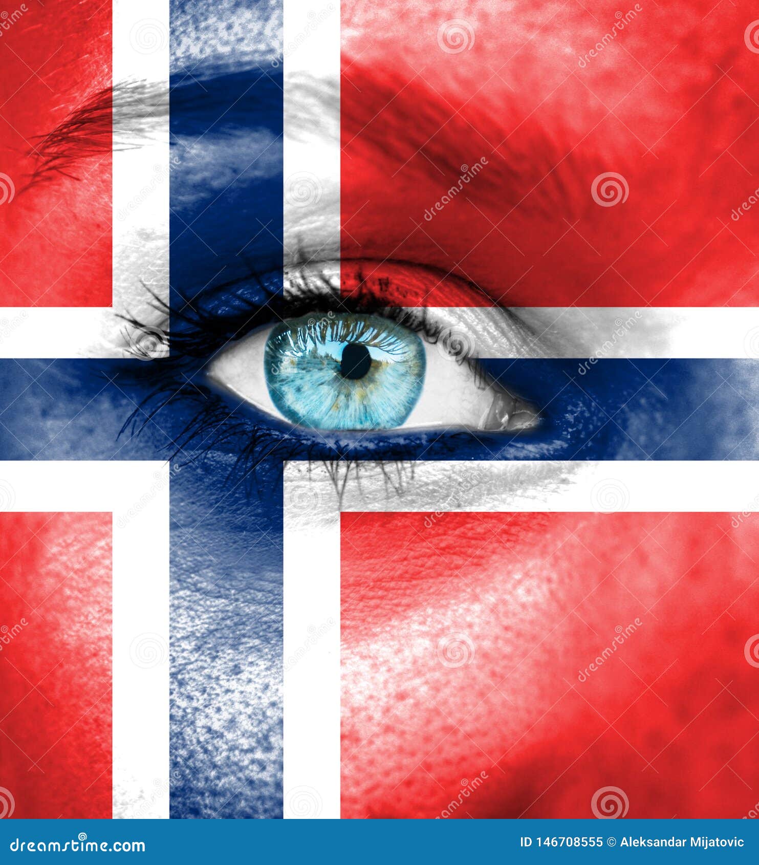 Woman Face Painted with Flag of Norway Stock Image - Image of nation ...