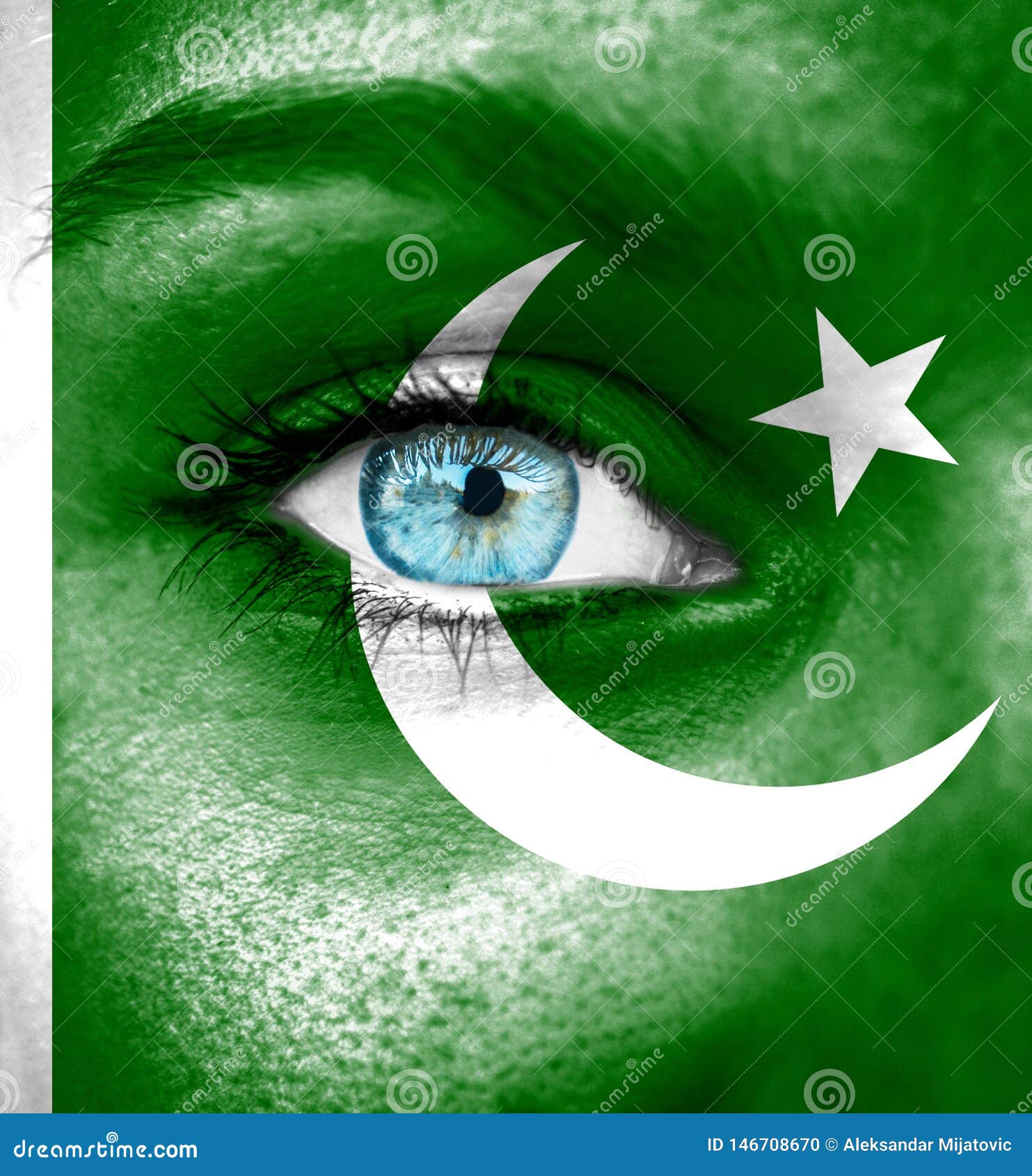 Woman Face Painted with Flag of Pakistan Stock Photo - Image of makeup ...