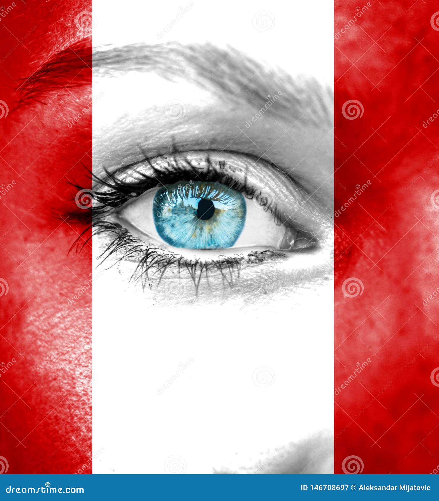 Woman Face Painted with Flag of Peru Stock Image - Image of girl ...