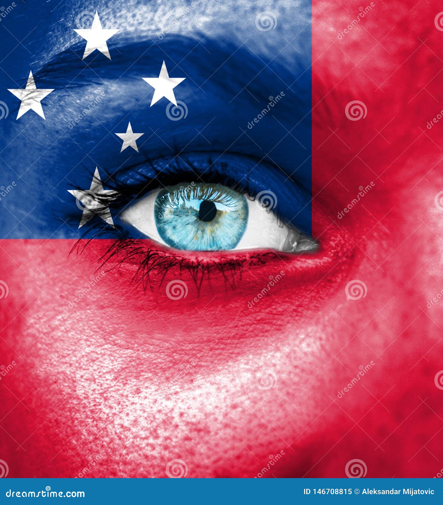 Woman Face Painted with Flag of Samoa Stock Image - Image of paint ...