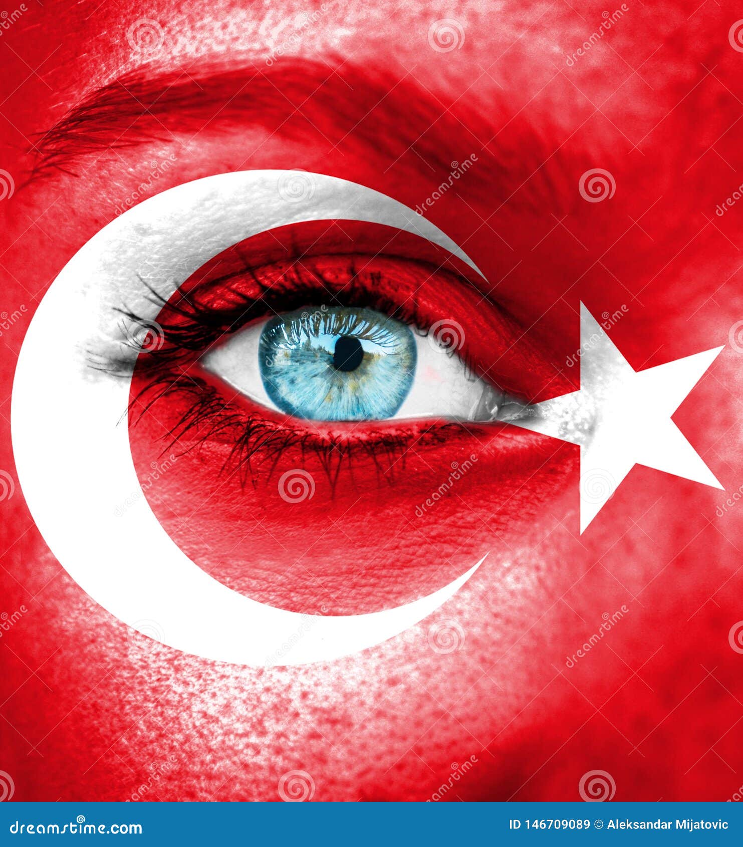 Woman Face Painted with Flag of Turkey Stock Image - Image of female ...