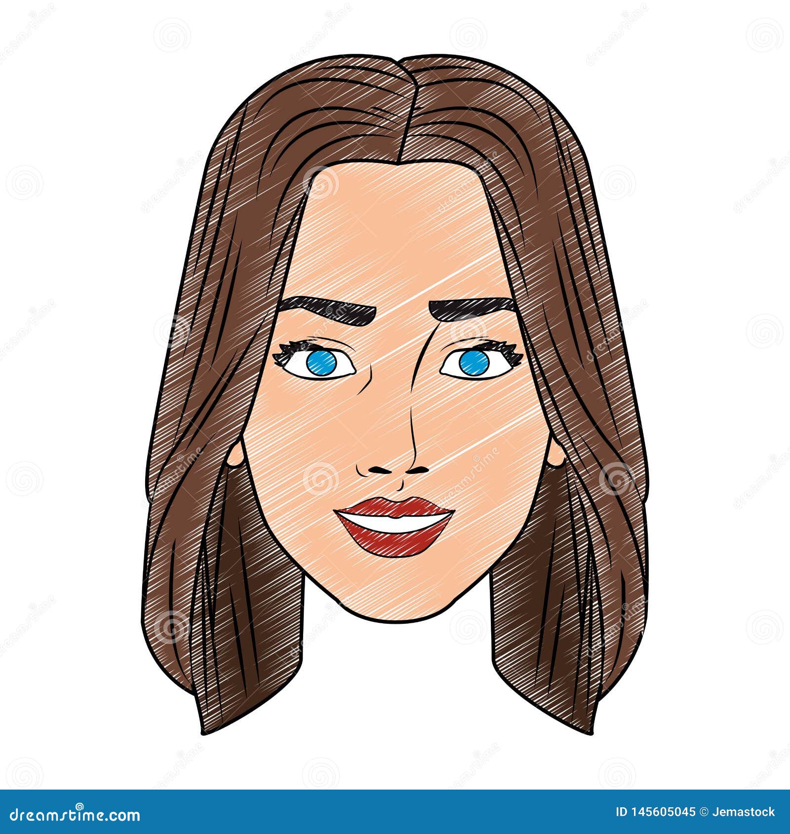 Woman Face Pop Art Cartoon Scribble Stock Vector - Illustration of face ...