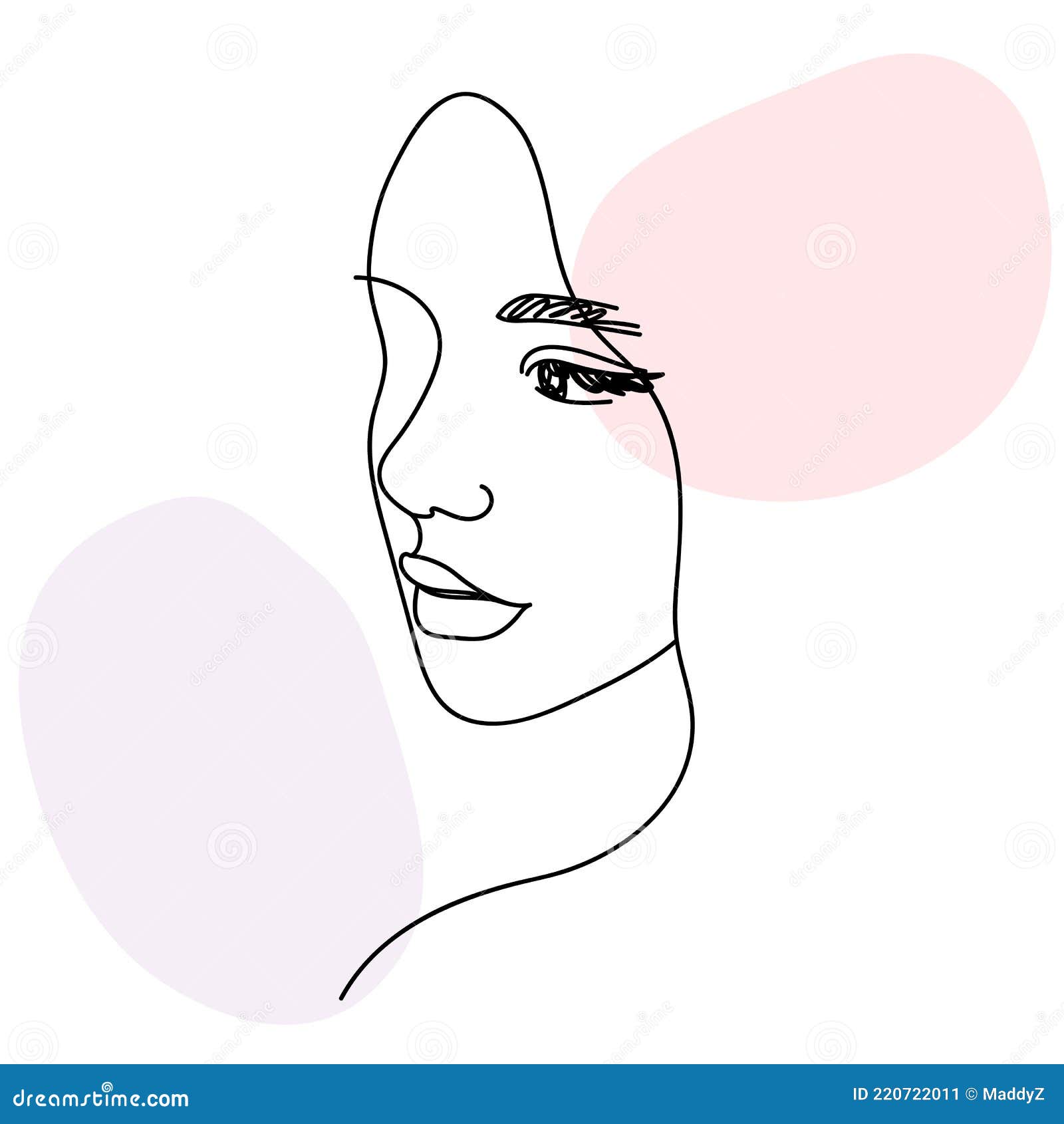 Woman Face Portrait In Minimalist Aesthetic Style Stock Vector