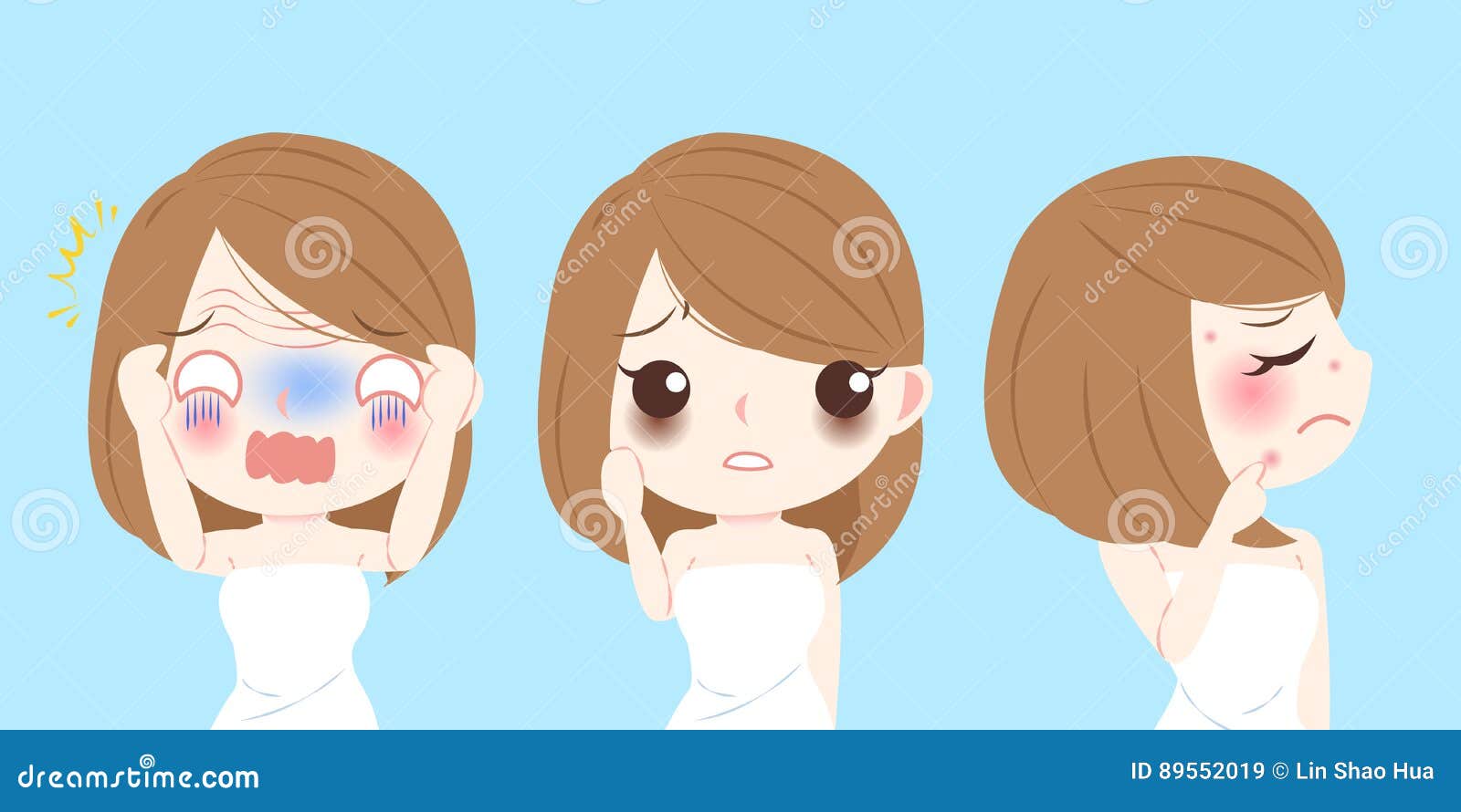 Woman with face problem stock vector. Illustration of pimple - 89552019