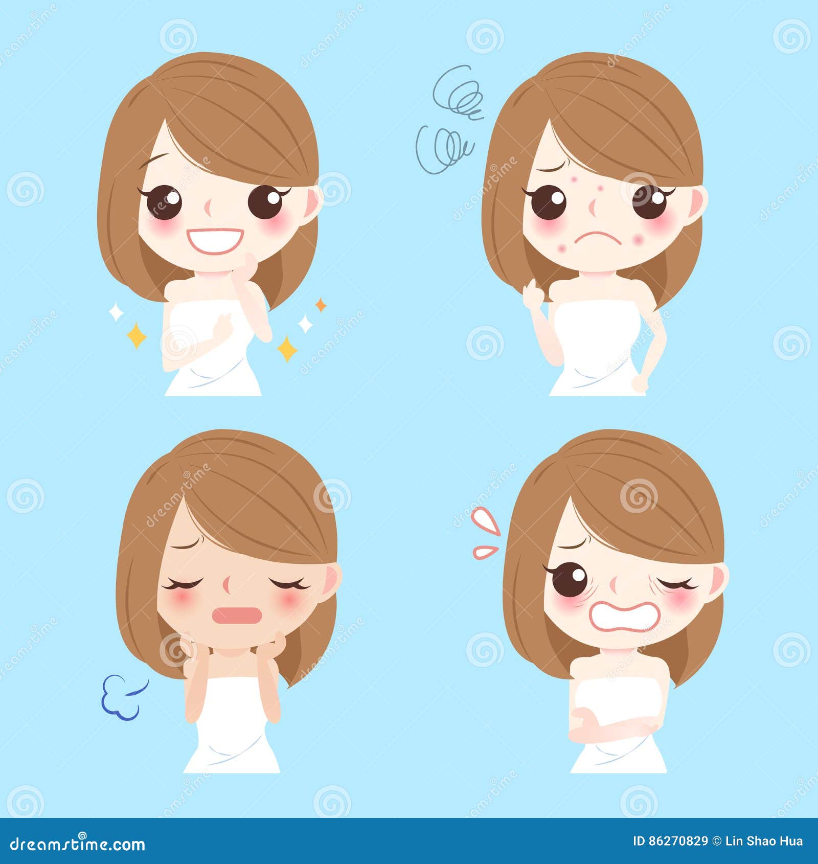 Woman with face problem stock vector. Illustration of people - 86270829