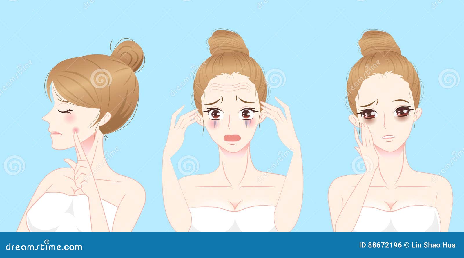 Woman with face problem stock vector. Illustration of cute - 88672196