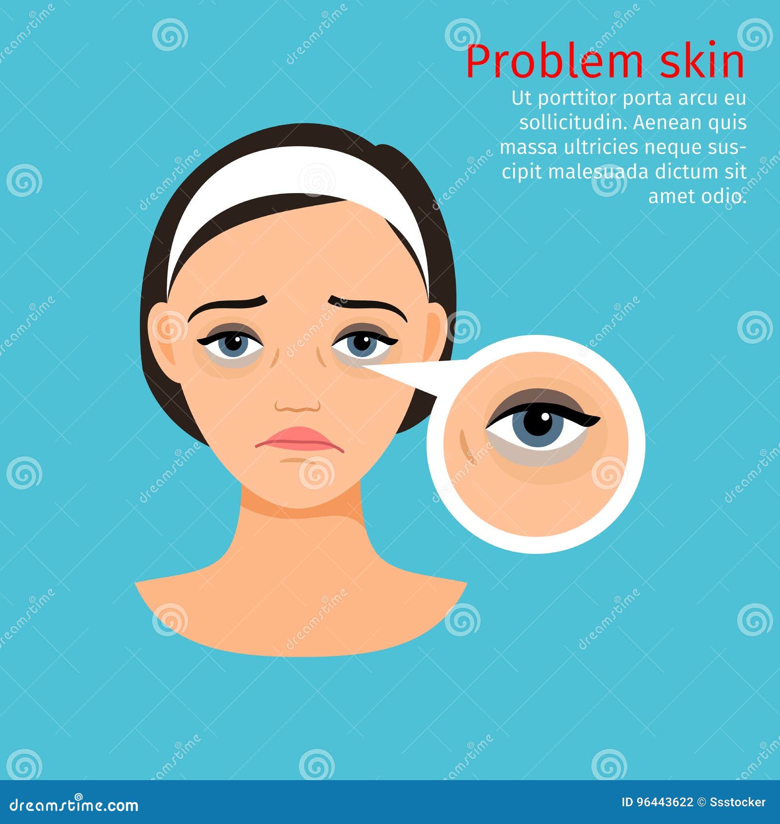 Woman Face Problem Eye Black Circles Stock Vector - Illustration of ...