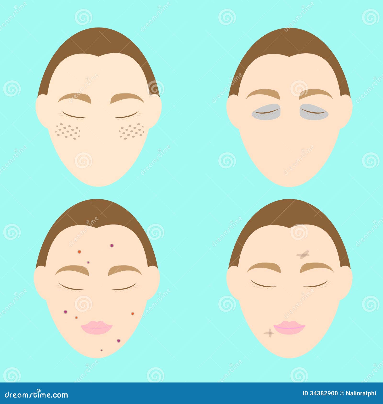Woman Face Problems on Blue Background Stock Vector - Illustration of ...