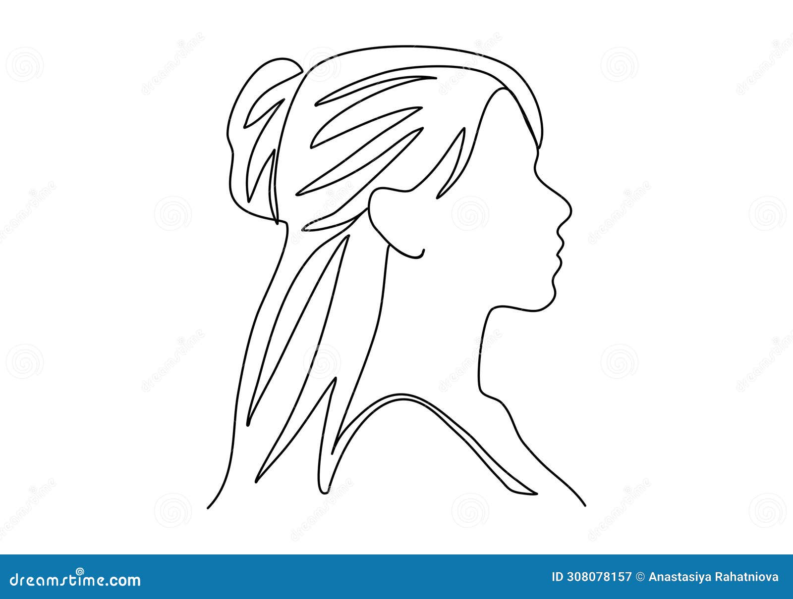 Woman Face in Profile, One Line Drawing Vector Illustration Stock ...
