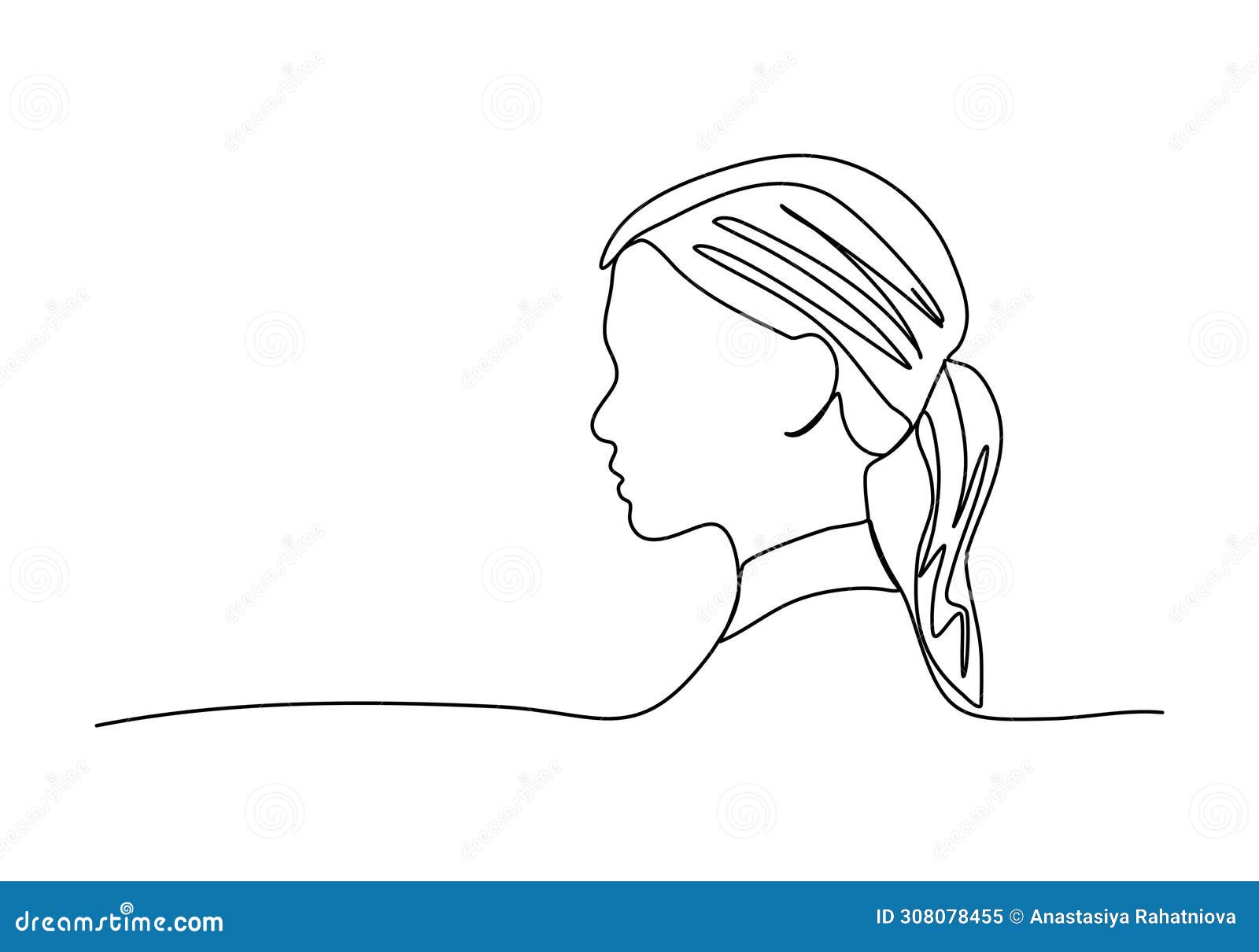 Woman Face in Profile, One Line Drawing Vector Illustration Stock ...