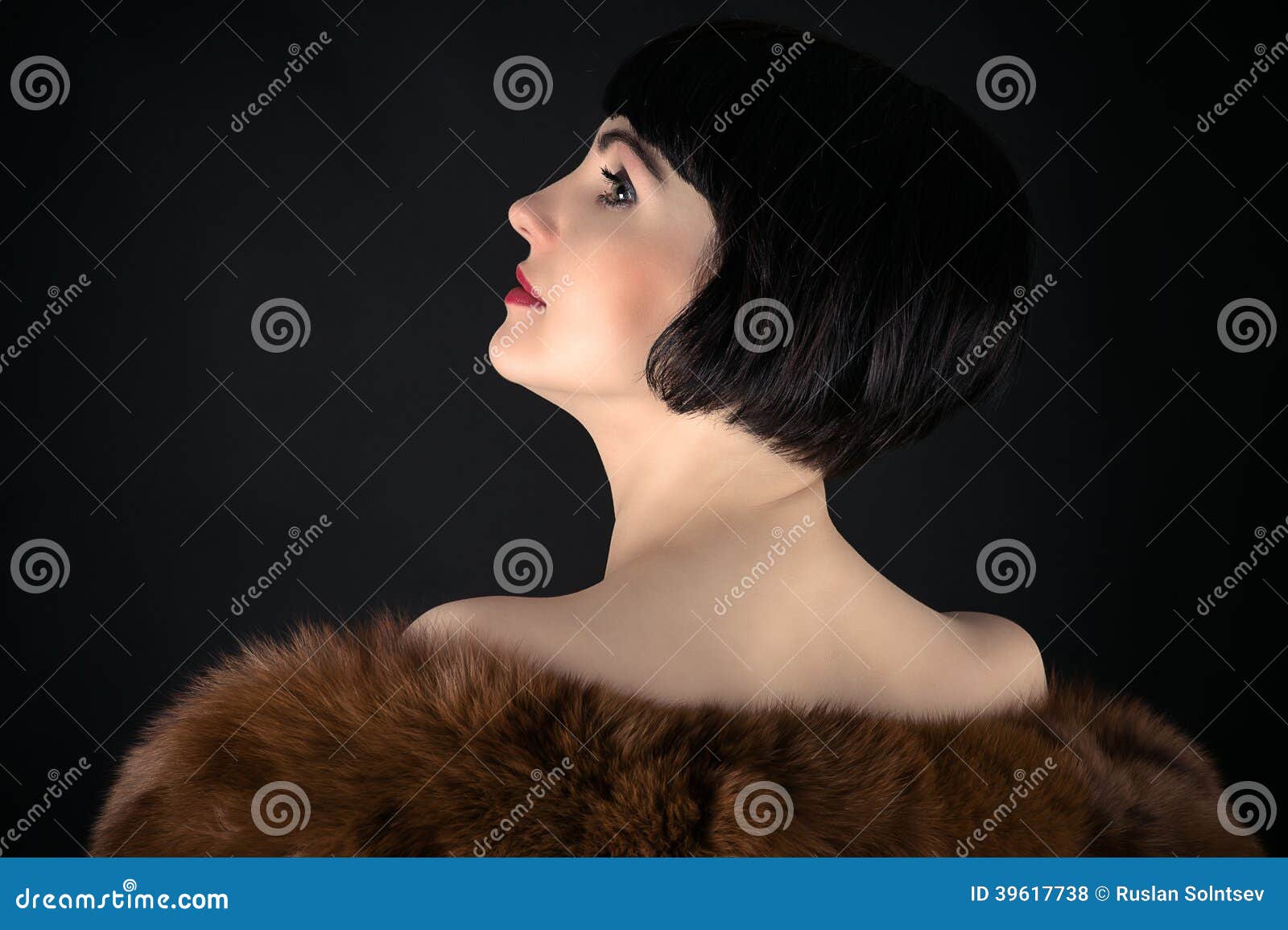 Woman Face Profile in Retro Style Stock Photo - Image of hairstyling ...