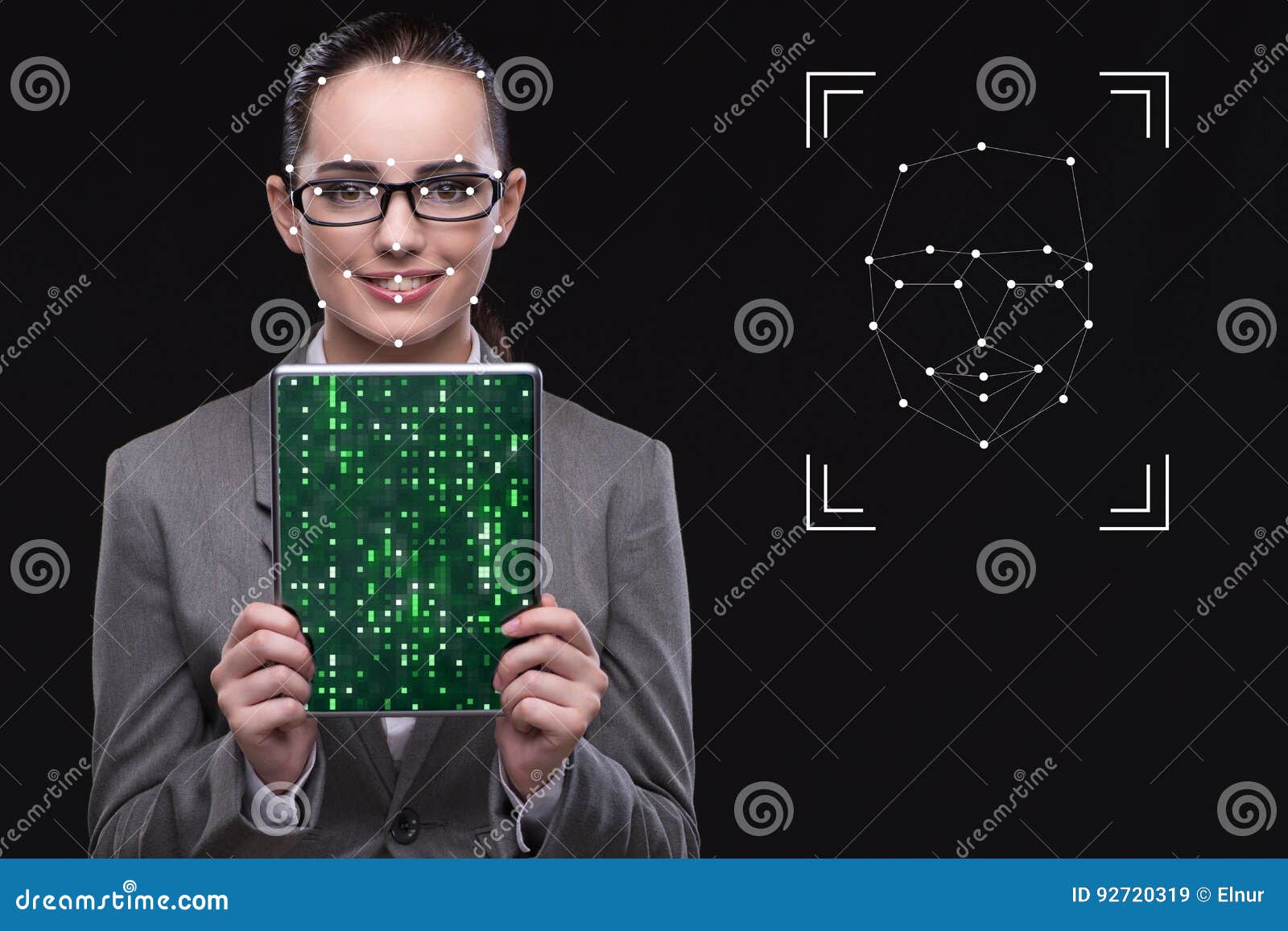 The Woman in Face Recognition Concept Stock Image - Image of facial ...
