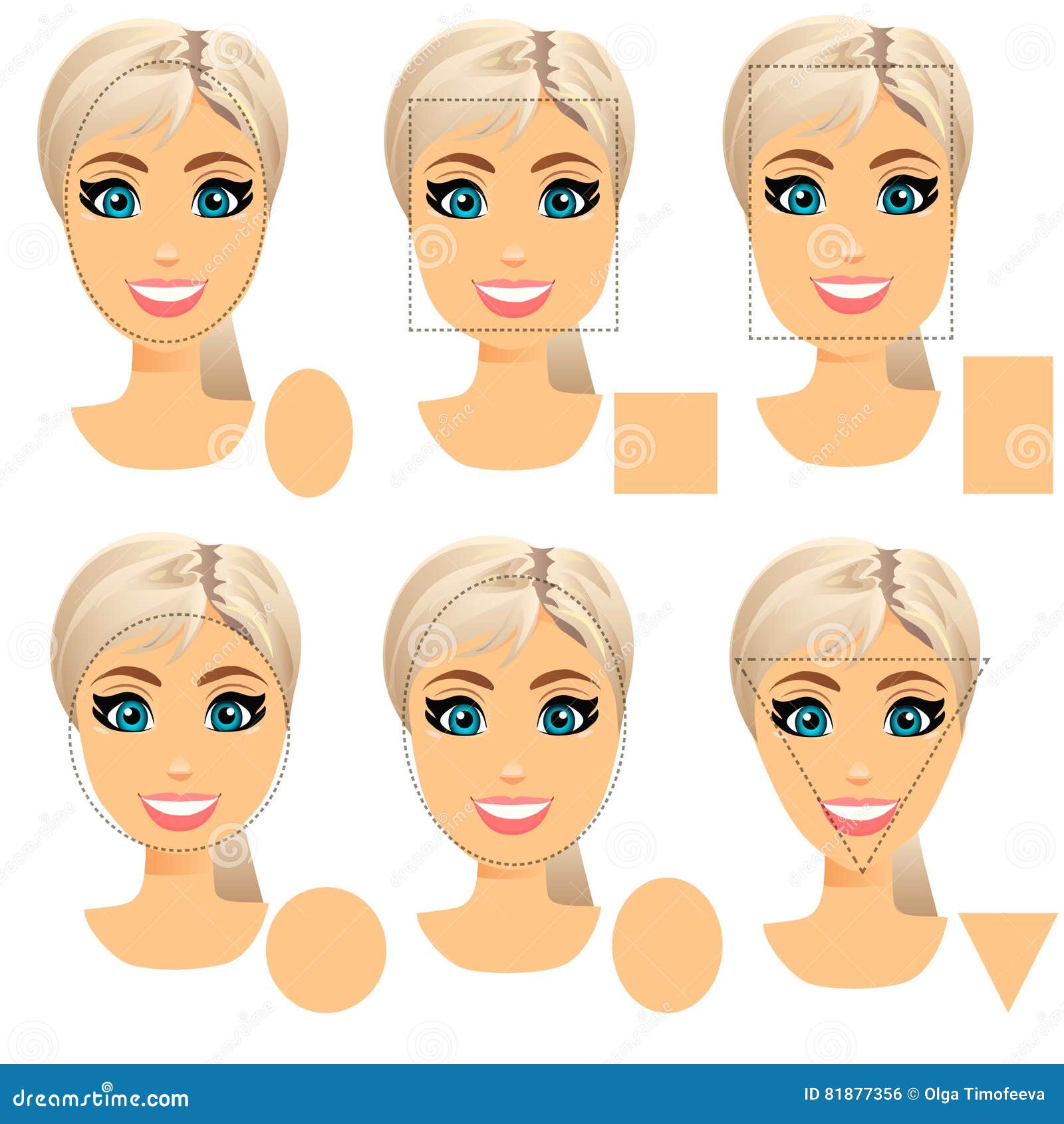 Woman face shape types stock vector. Illustration of form - 81877356