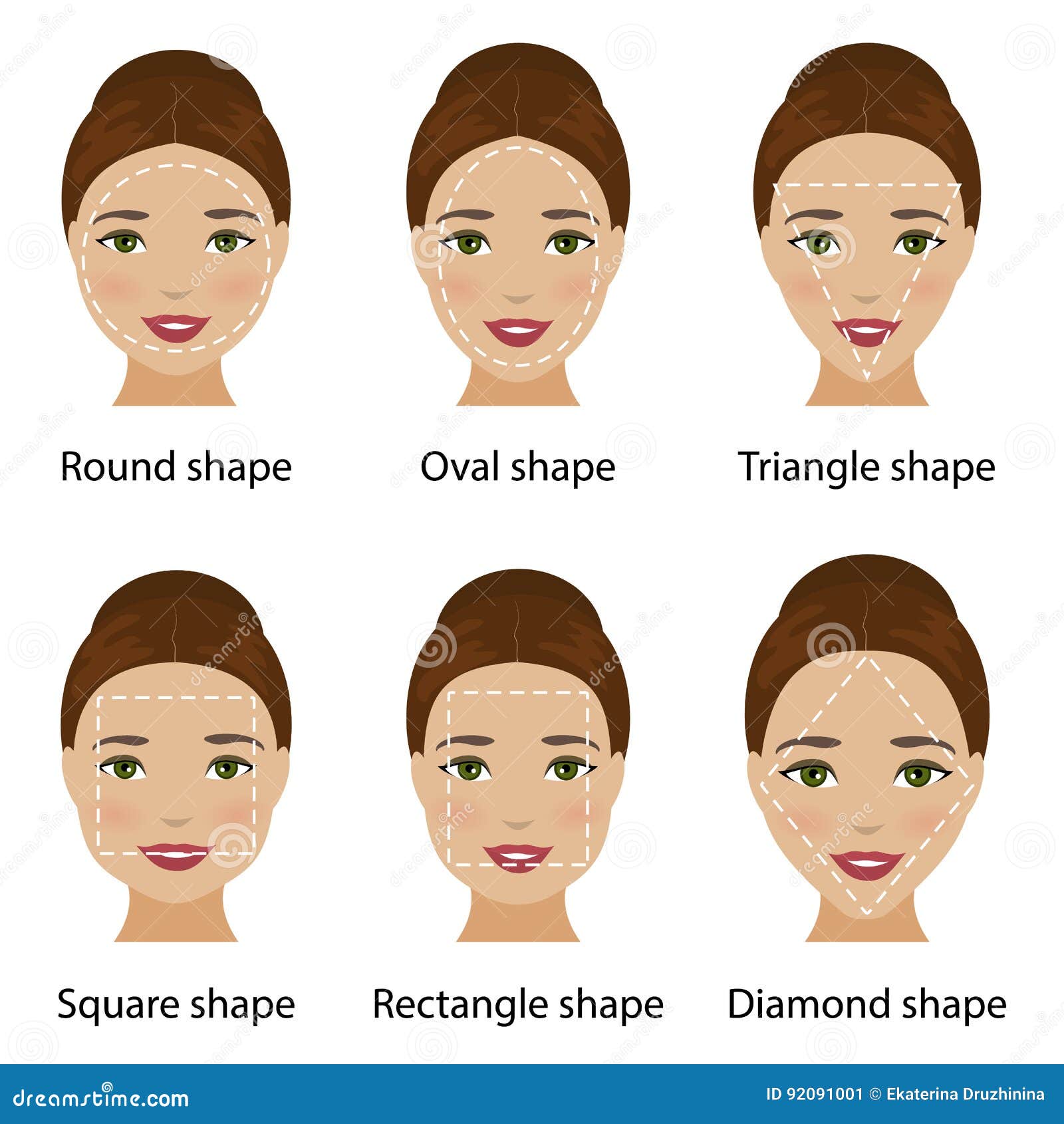 Woman face shapes stock vector. Illustration of drawing - 92091001