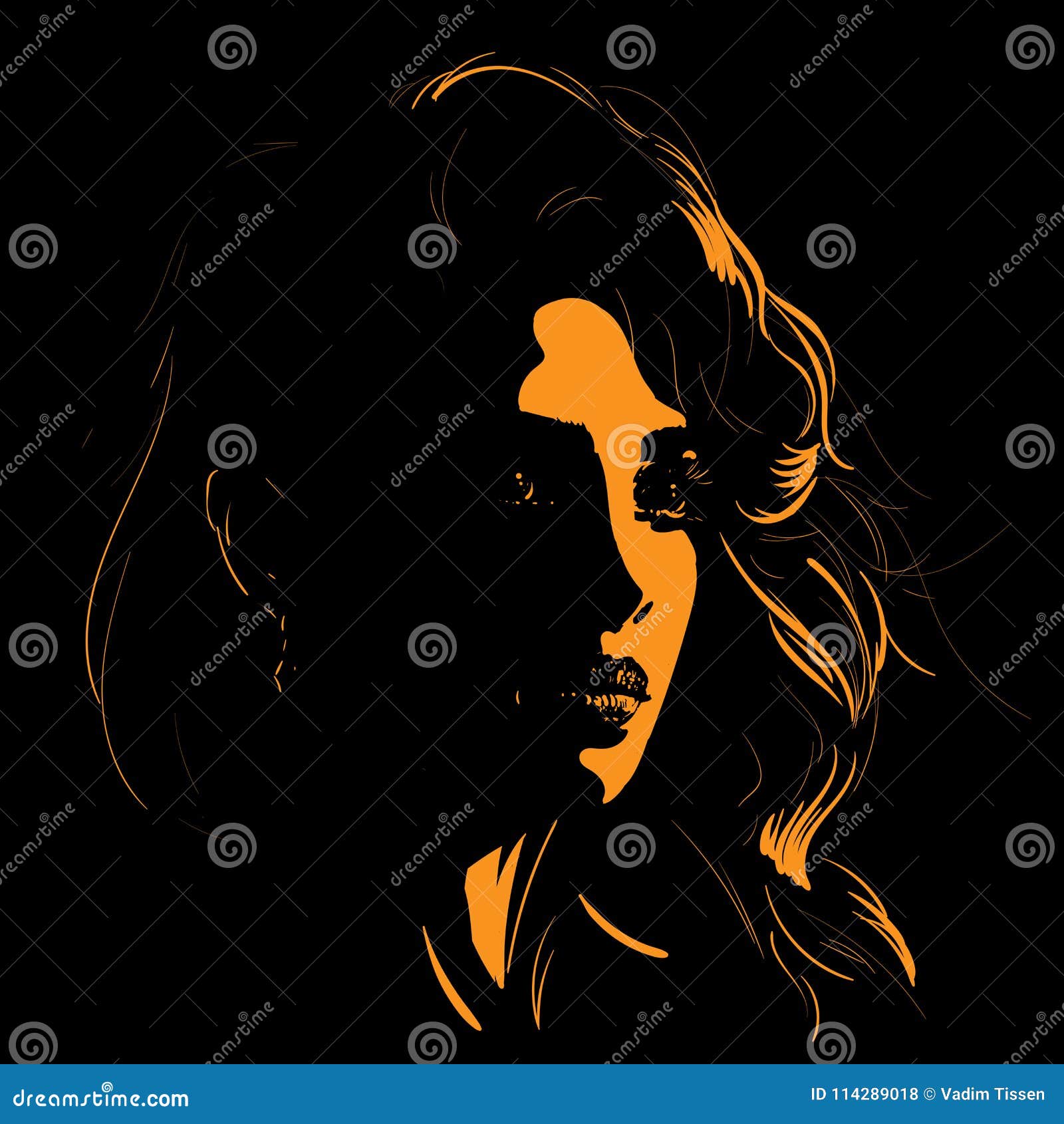 Woman Face Silhouette in Backlight. Illustration. Stock Vector ...