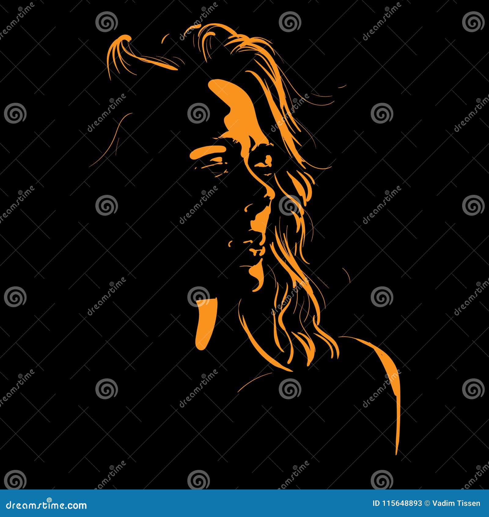 Woman Face Silhouette in Backlight. Illustration. Stock Vector ...