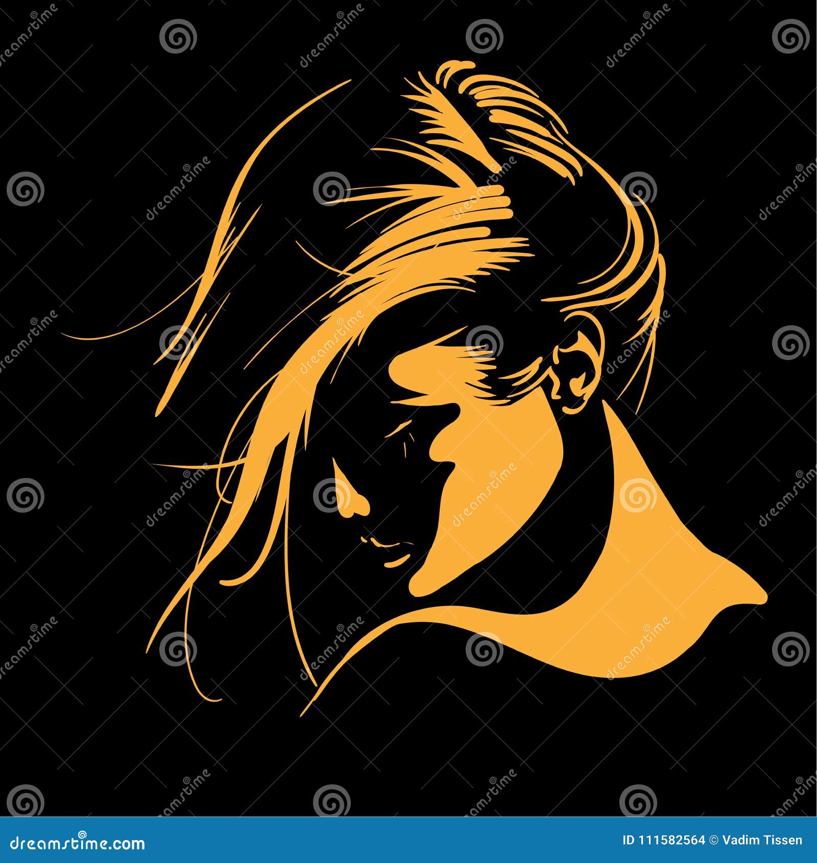 Woman Face Silhouette Backlight Low Key Stock Illustrations – 6 Woman ...