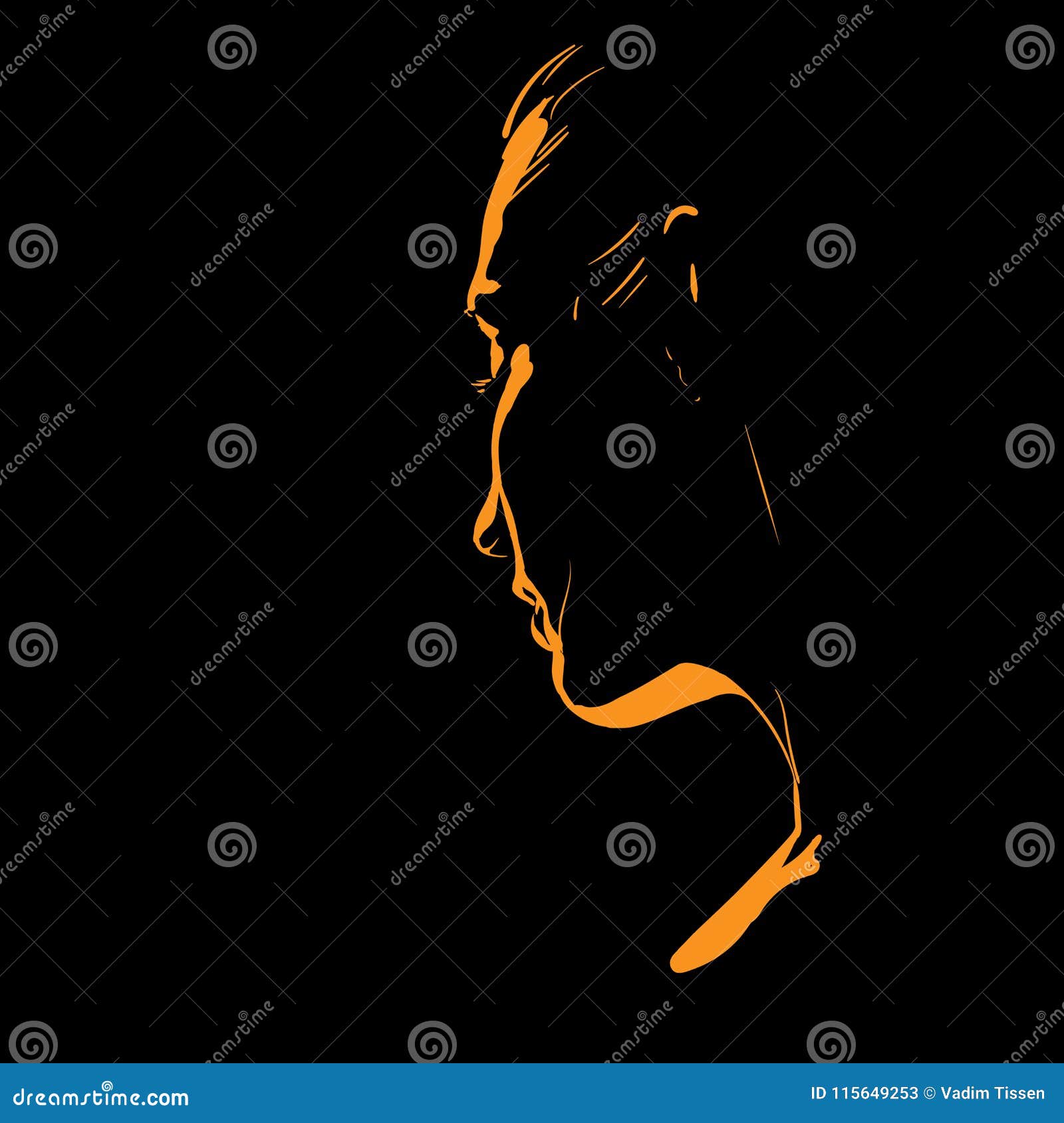Woman Face Silhouette In Backlight. Illustration. Cartoon Vector ...