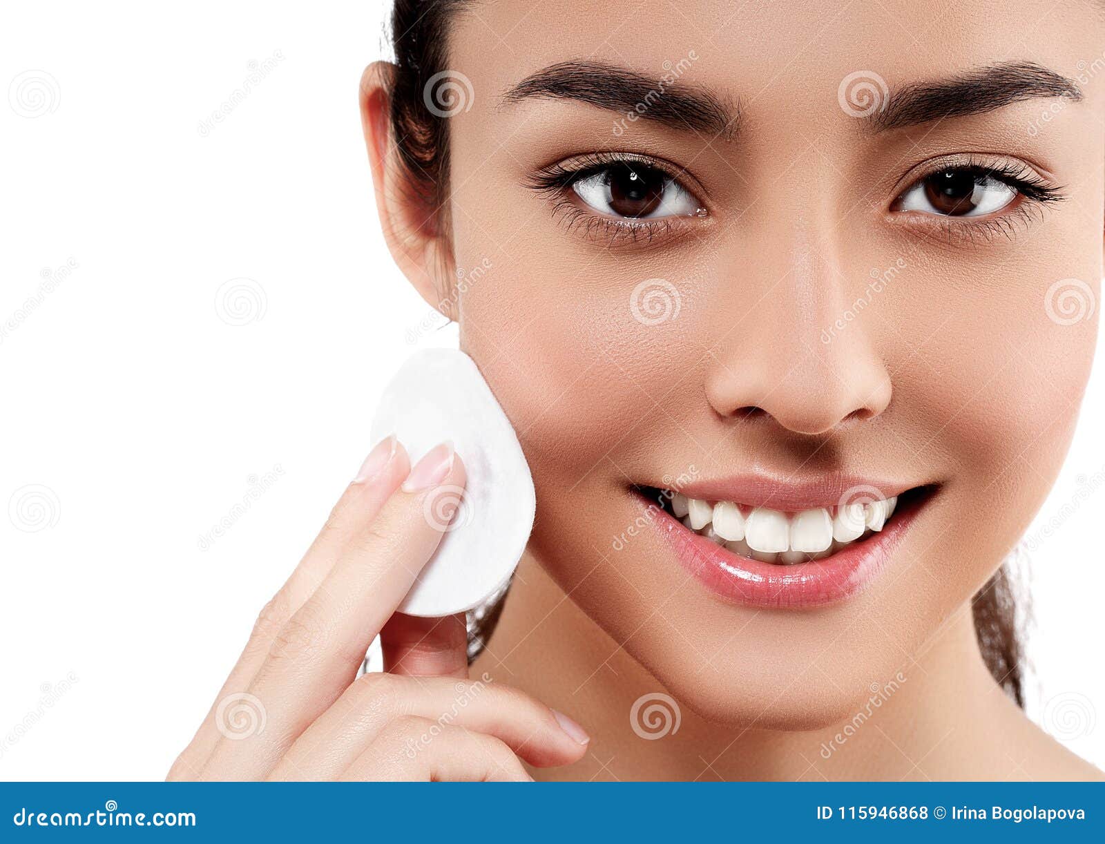Woman Face with Sponge Isolated on White Stock Photo - Image of foam ...