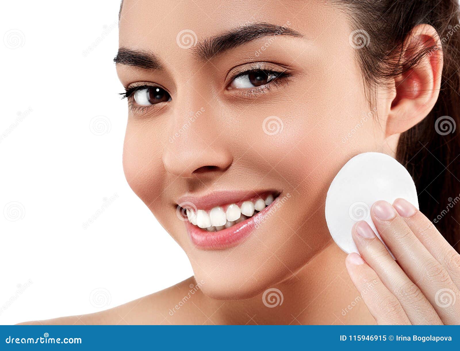 Woman Face with Sponge Isolated on White Stock Image - Image of ...