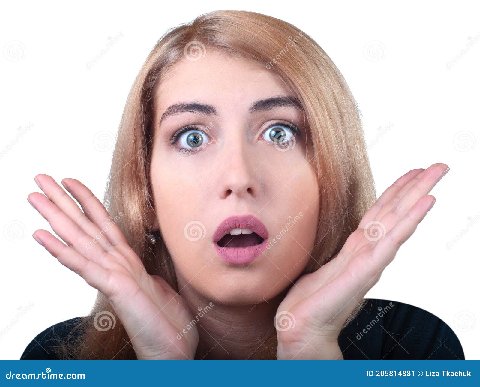Woman Face Surprised Emotion Isolated on the White Stock Image - Image ...