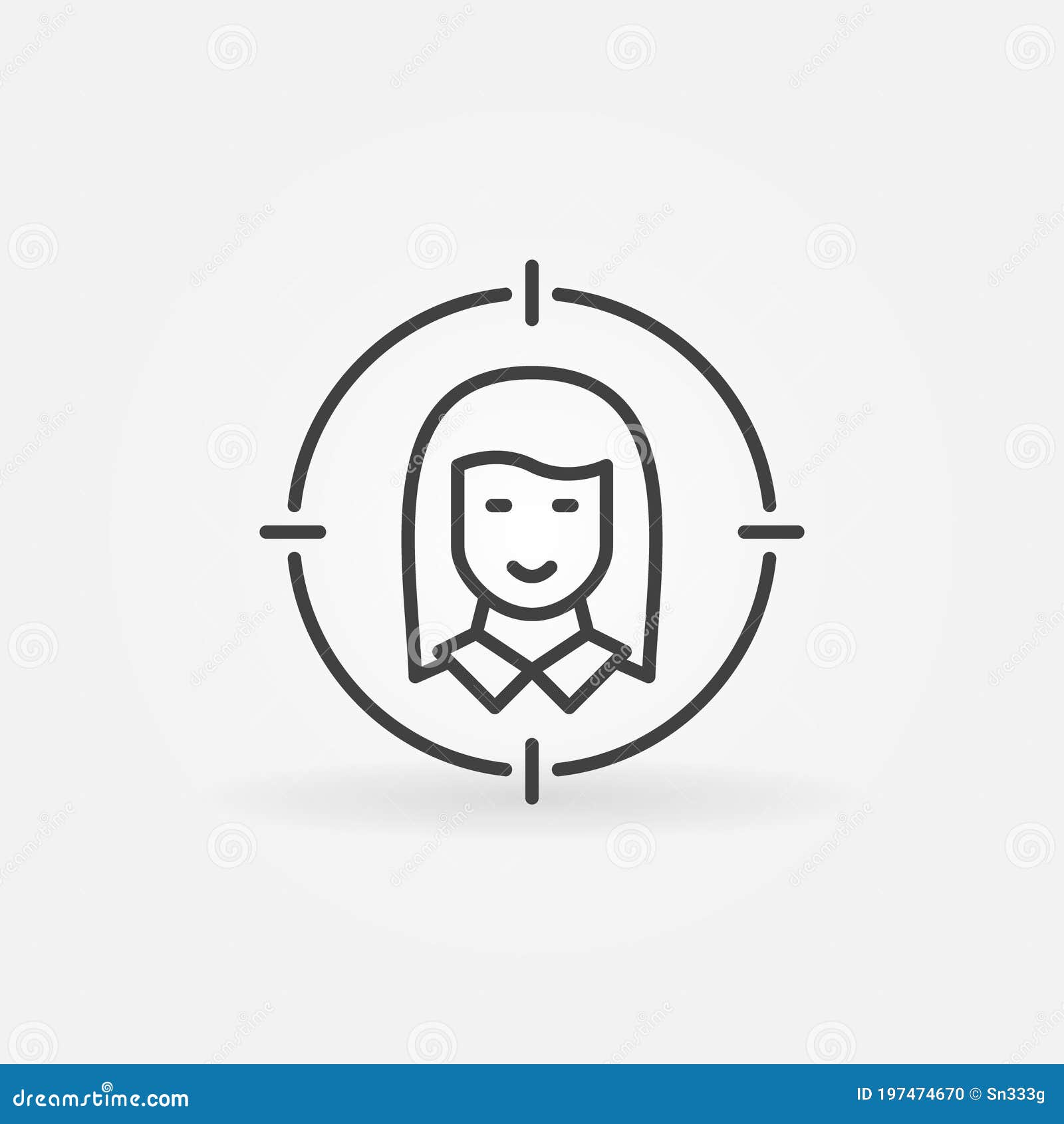 Woman Face in Target Vector Thin Line Concept Icon Stock Vector ...