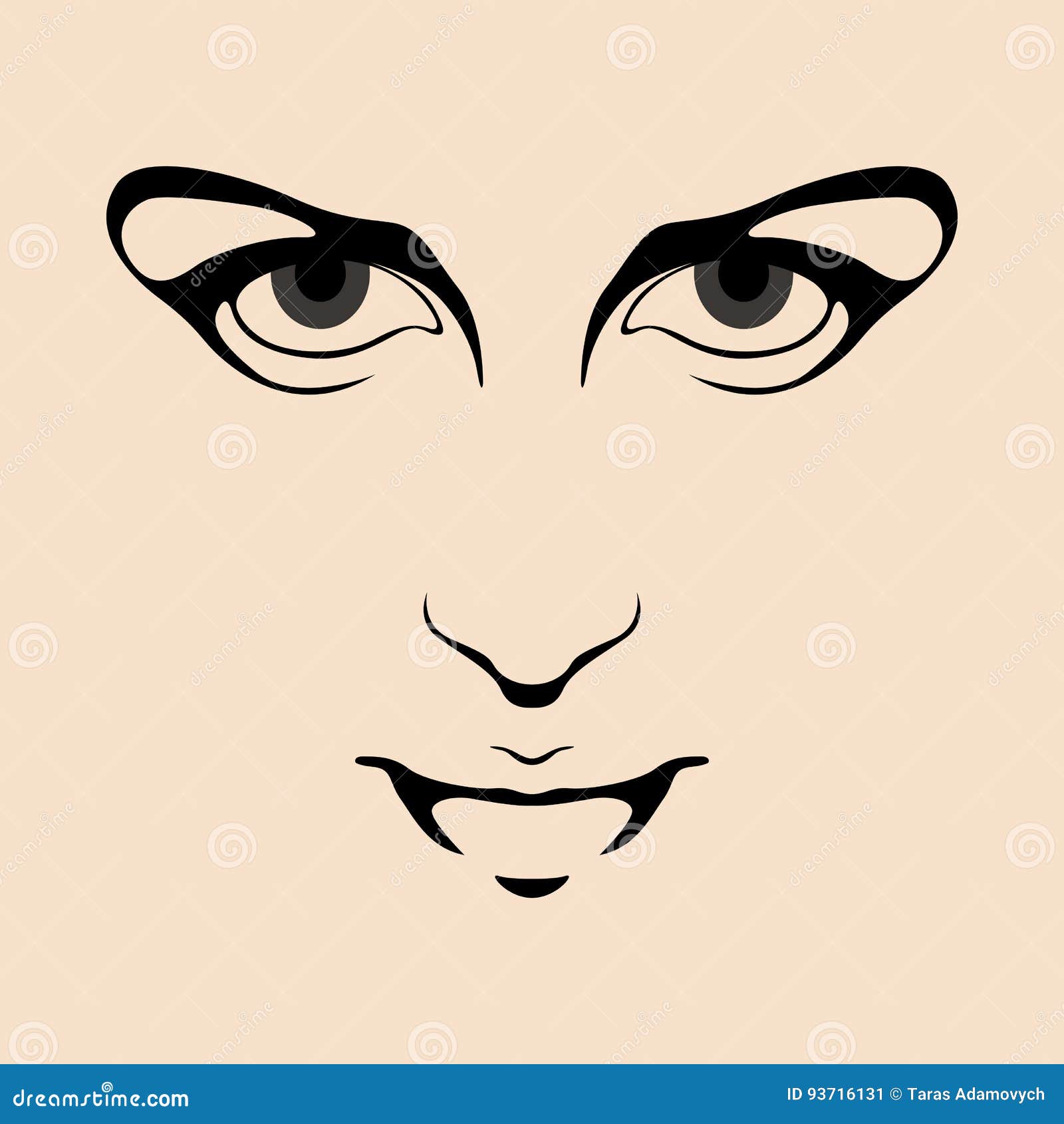 Woman Face Vector Illustration Flat Style Front Stock Vector ...