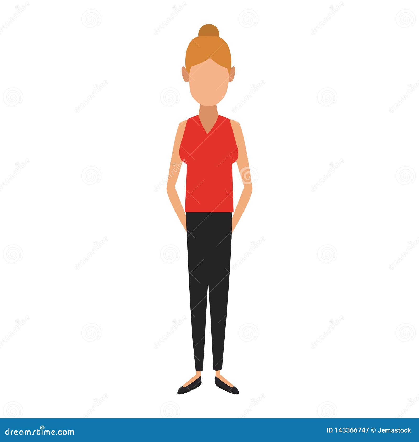 Woman faceless cartoon stock vector. Illustration of cartoon - 143366747