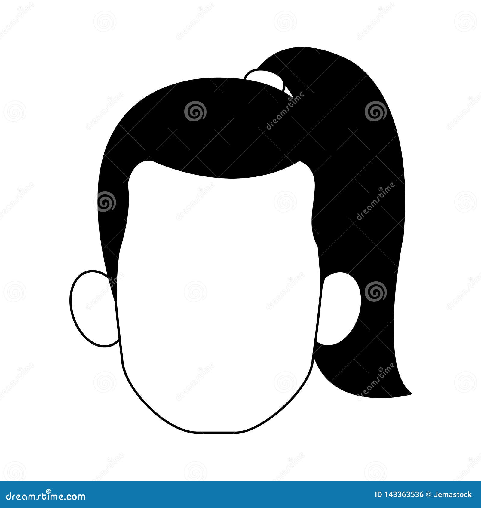 Woman Faceless Head in Black and White Stock Vector - Illustration of ...