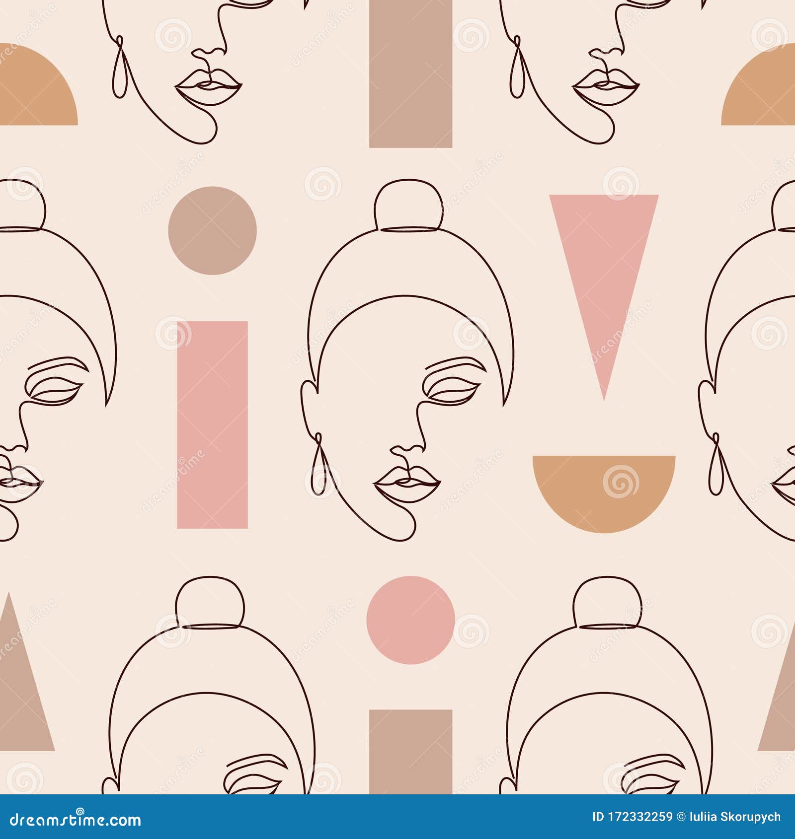 Woman Faces and Geometric Figures Stock Vector - Illustration of lips ...