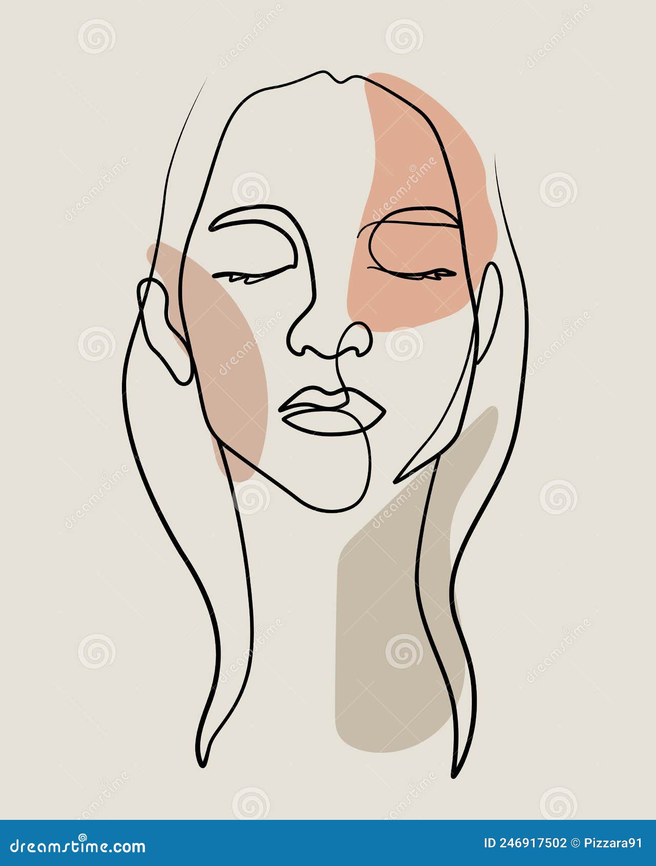 Woman Facial Line Art Vector Illustration Stock Vector Illustration Of Cosmetics Decorative
