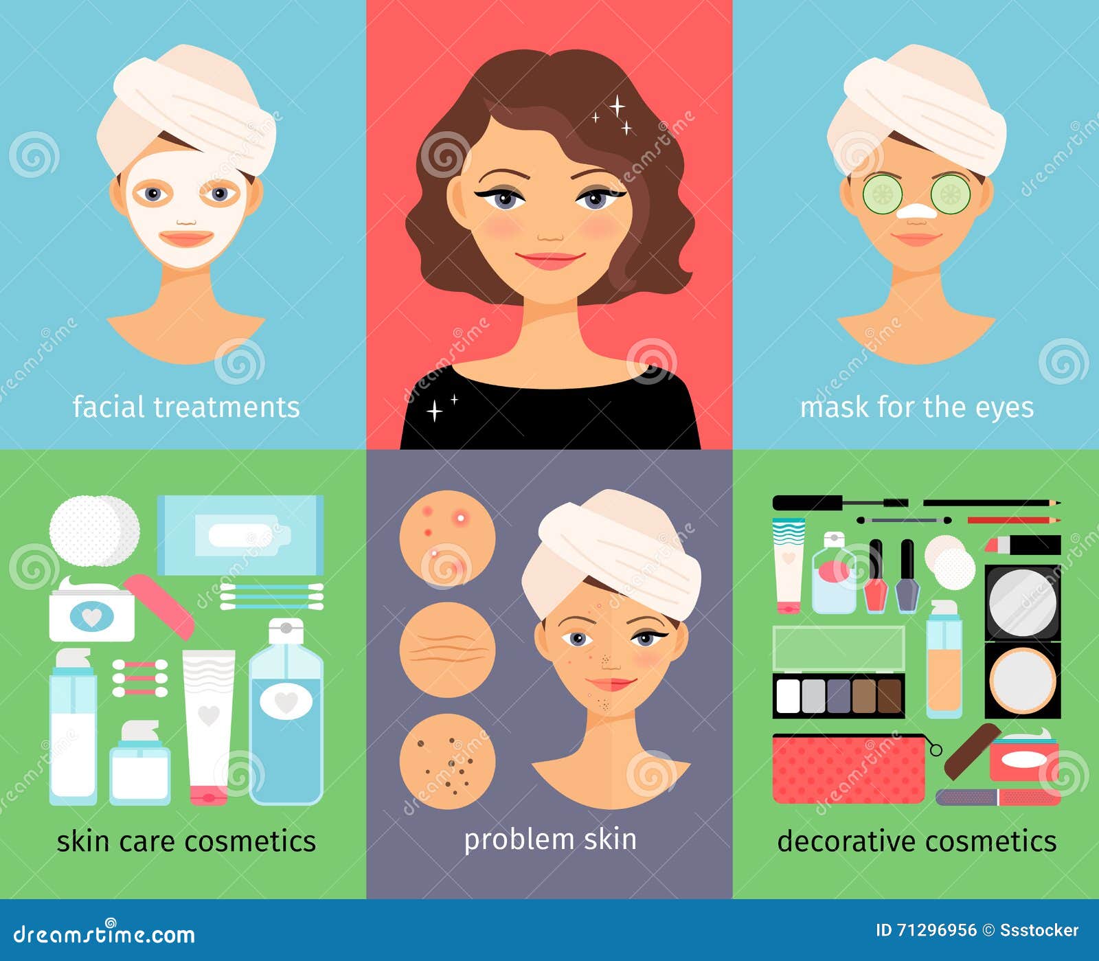 Facial Treatments Icons. Treatment Of Skin Diseases, Sebum Removal And ... Facial Treatments Icons. Treatment Of Skin Diseases, Sebum Removal And ...
