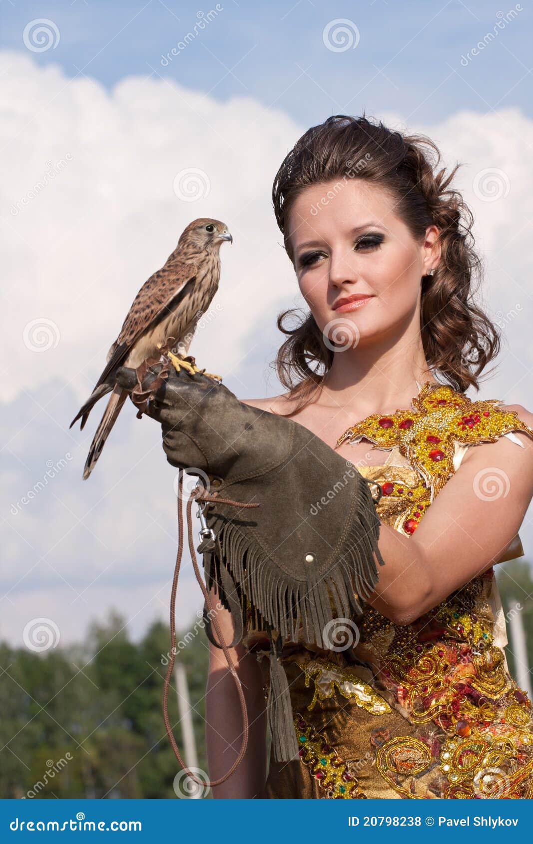The woman with falcon stock photo. Image of retro, princess - 20798238