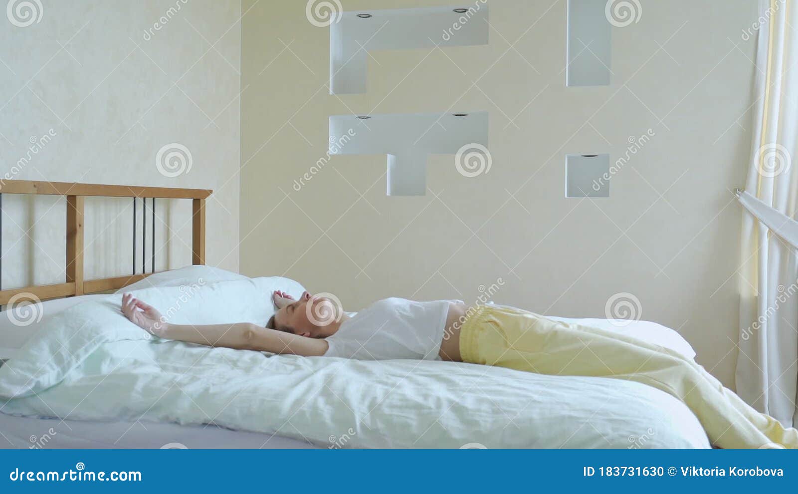 Woman Falling on Bed. Slow Motion Stock Footage - Video of apartment ...