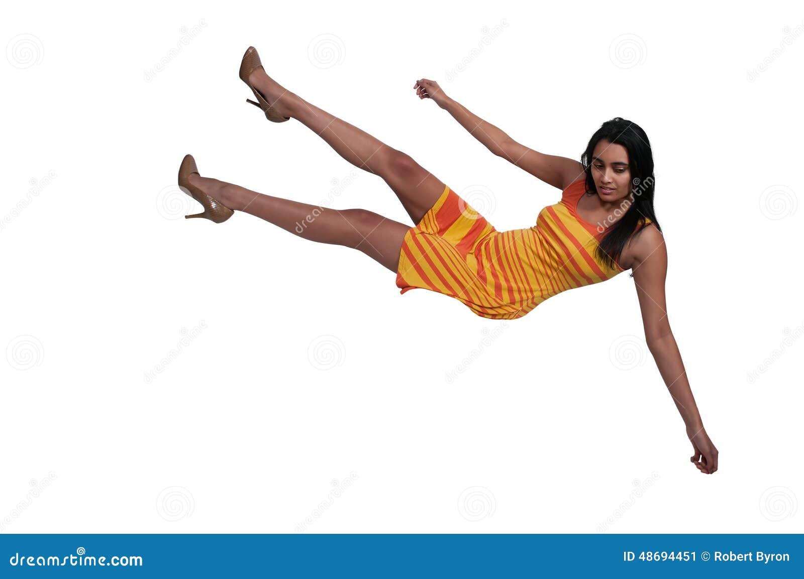 Woman Falling through the Sky Stock Image - Image of hispanic, jump ...