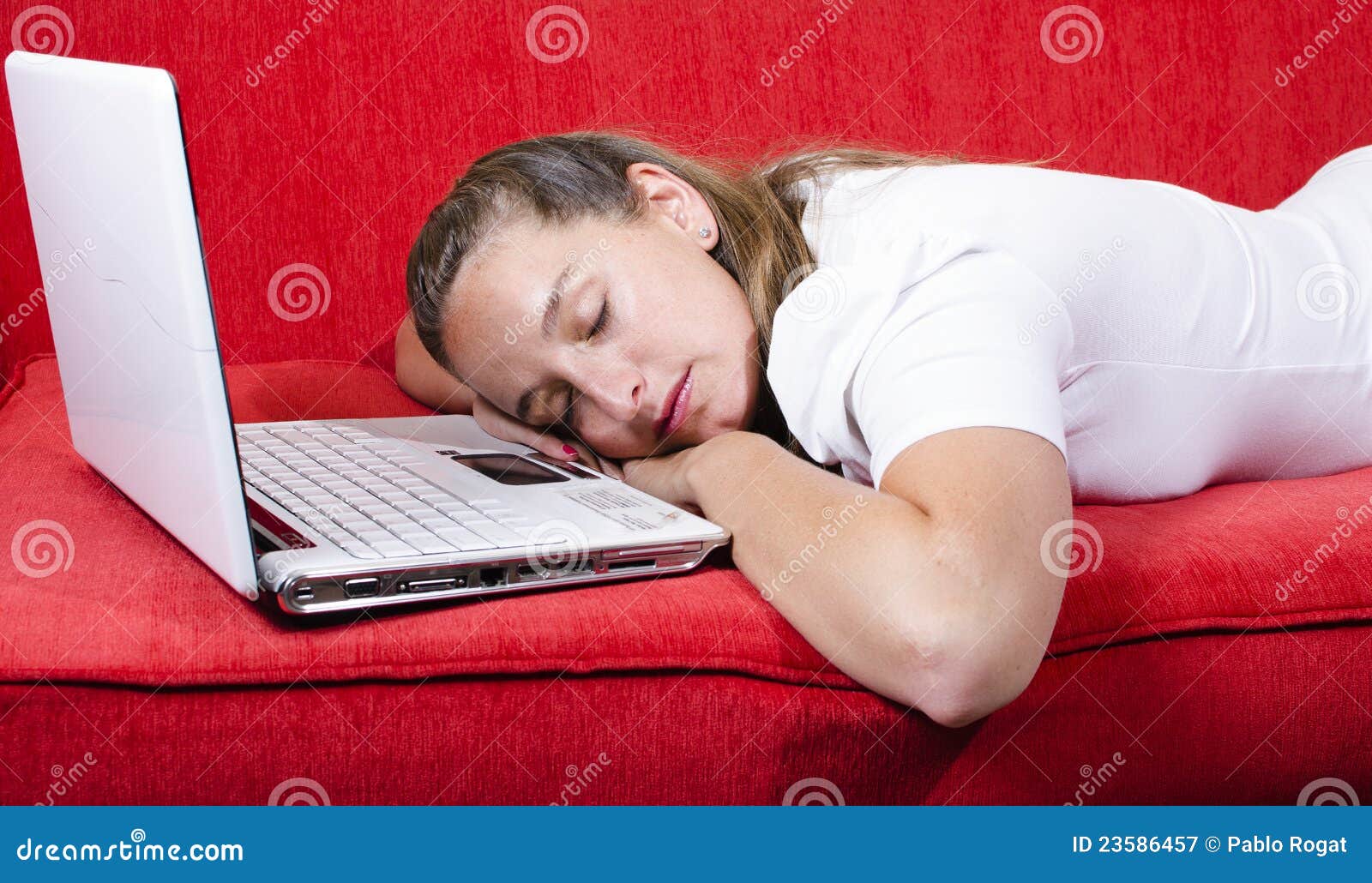 Woman Falls Asleep while Working Stock Image - Image of overload ...