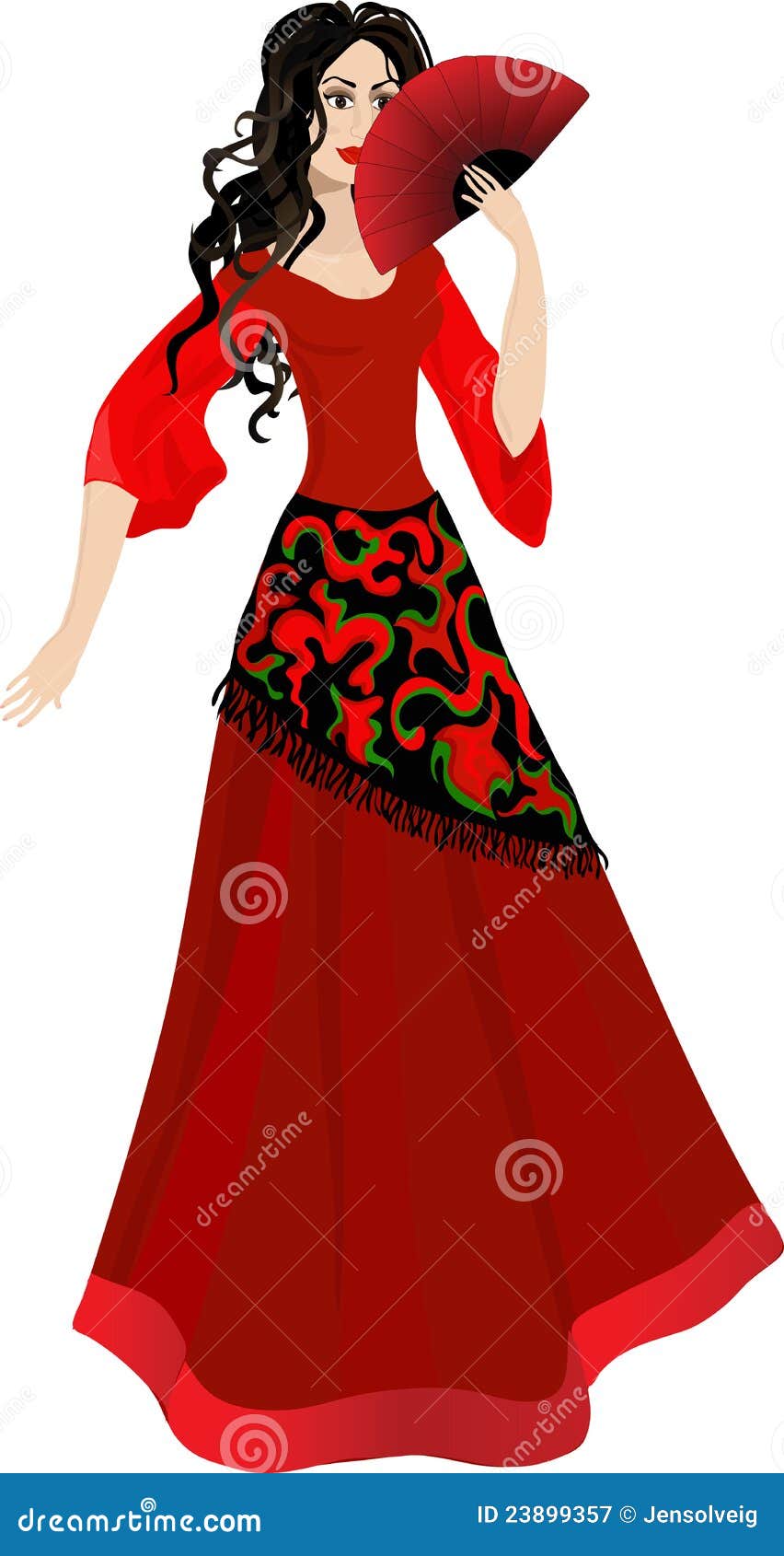 Woman with fan stock vector. Illustration of gipsy, expressive - 23899357