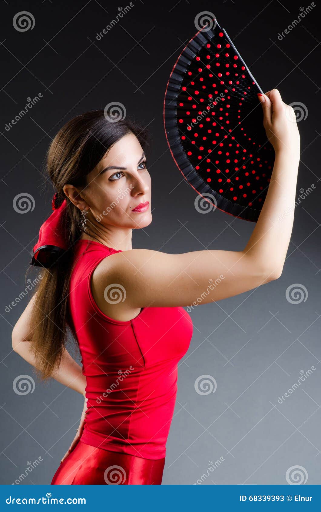 The Woman with Fan Dancing Dances Stock Image - Image of colorful, folk ...