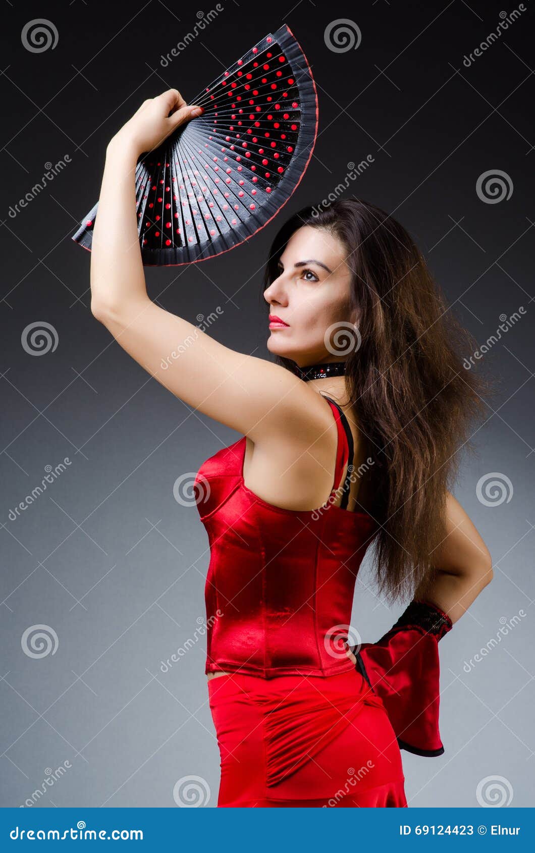 The Woman with Fan Dancing Dances Stock Image - Image of beautiful ...