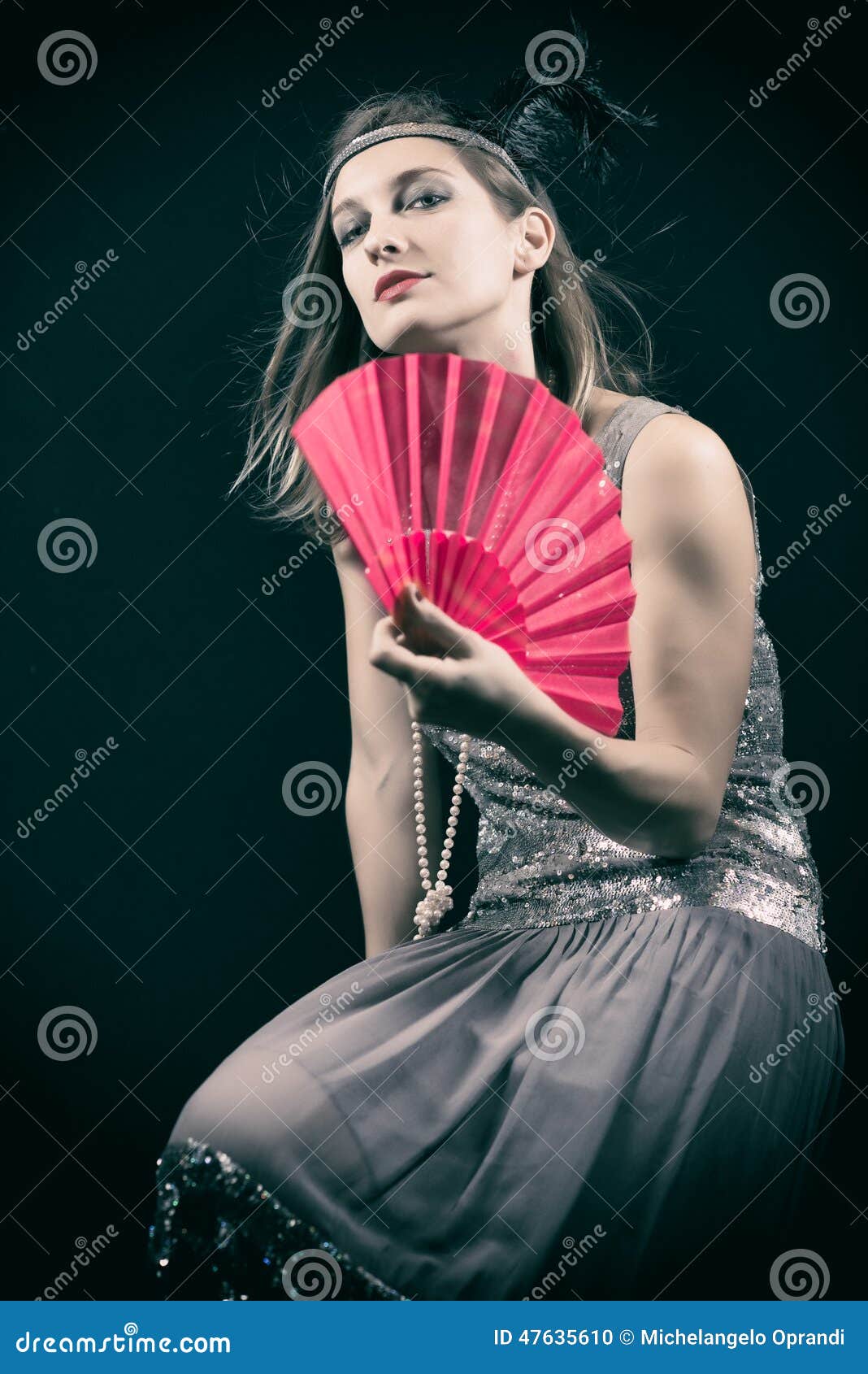 Woman with fan stock photo. Image of amazed, beatiful - 47635610