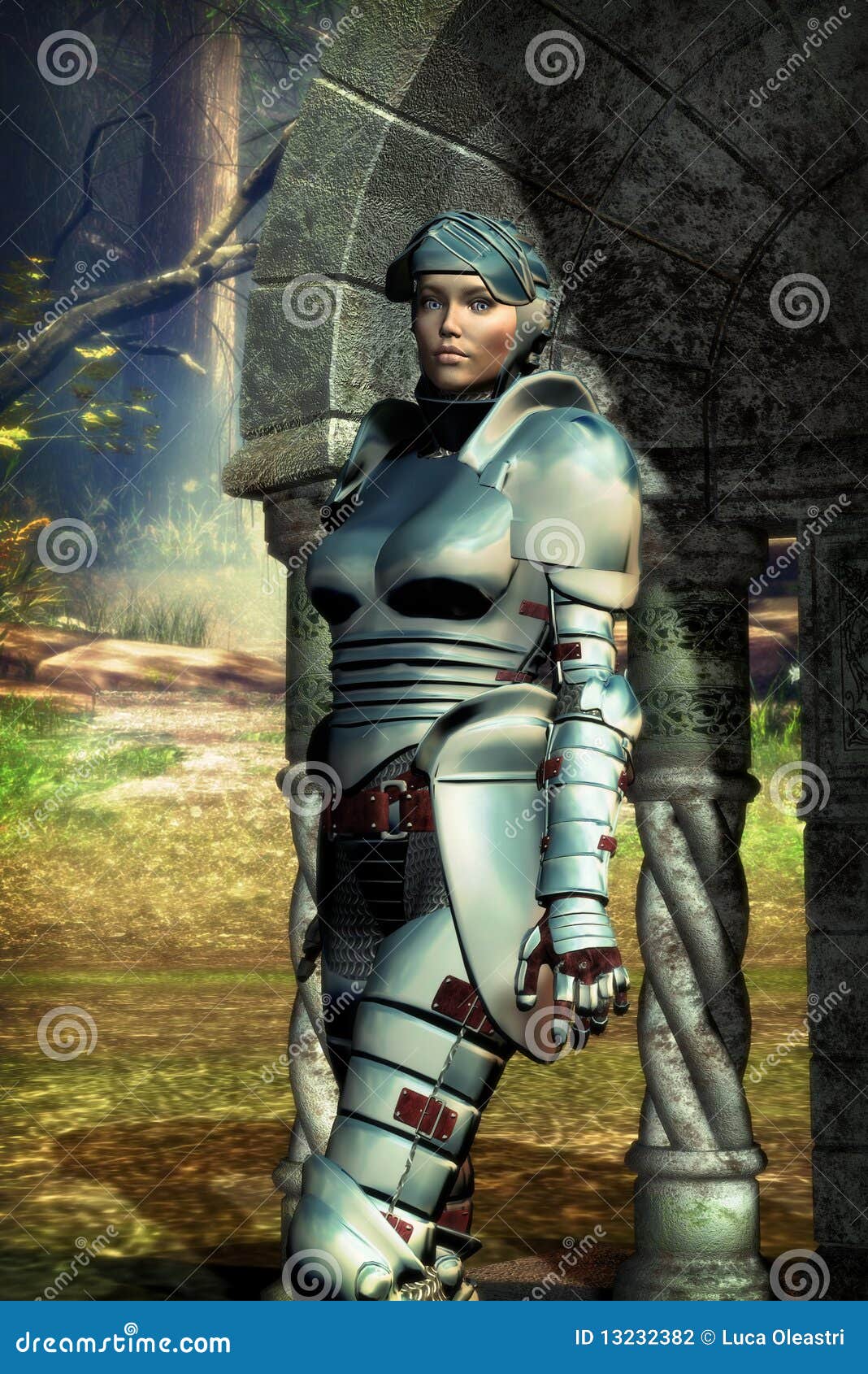 Woman fantasy knight stock illustration. Illustration of angel - 13232382