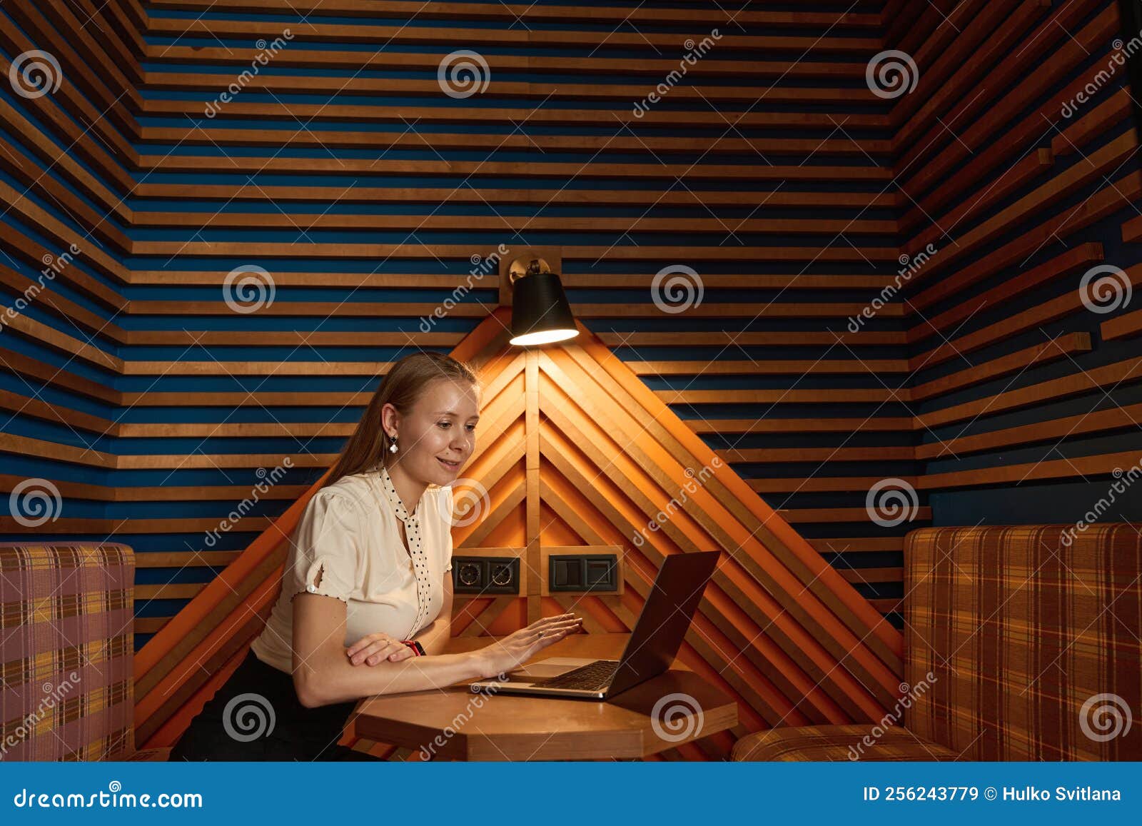Woman is Fascinated by the Remote Workflow through the Computer Stock ...