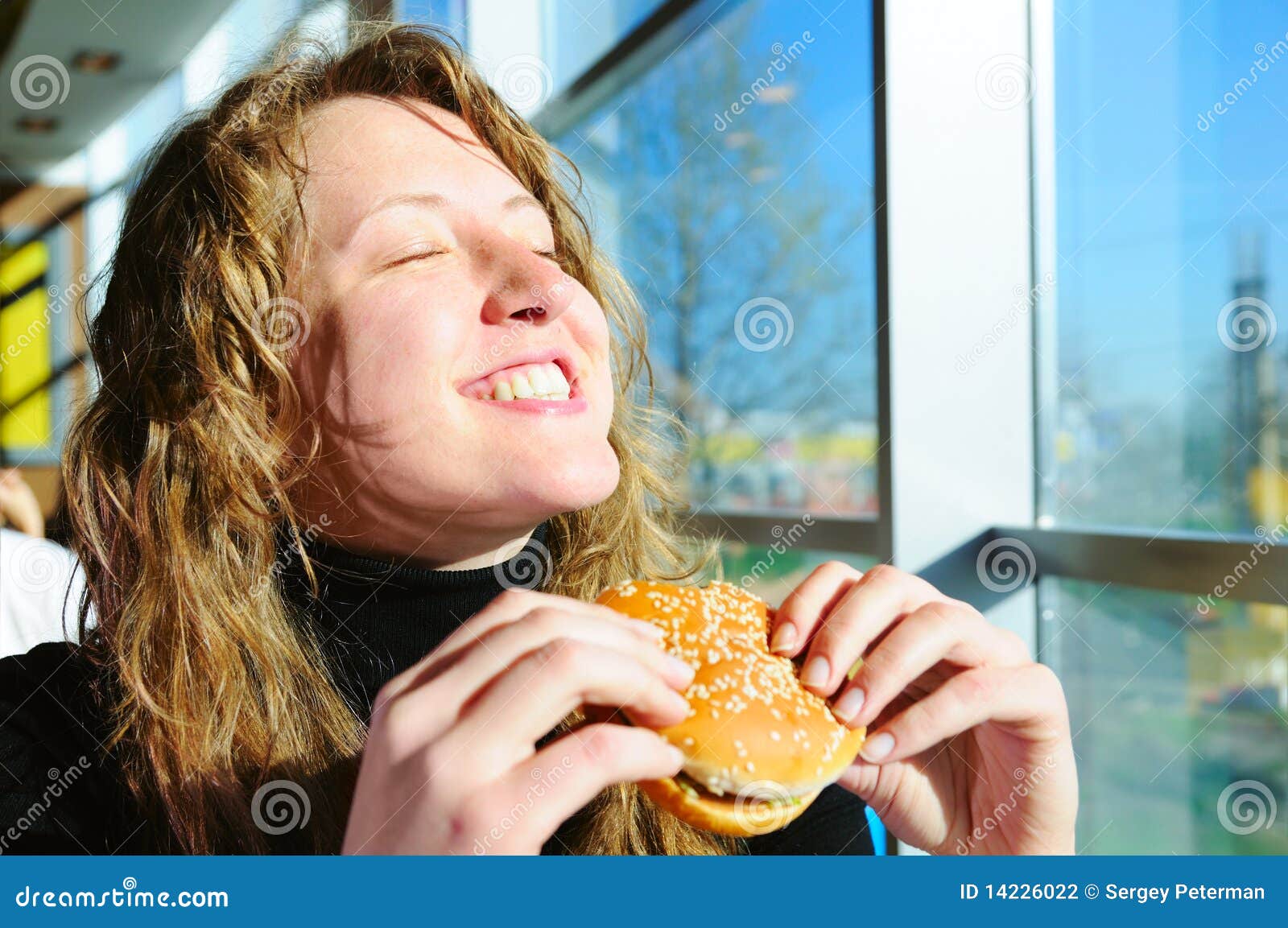 Woman in fast food cafe stock photo. Image of adult, closeup - 14226022