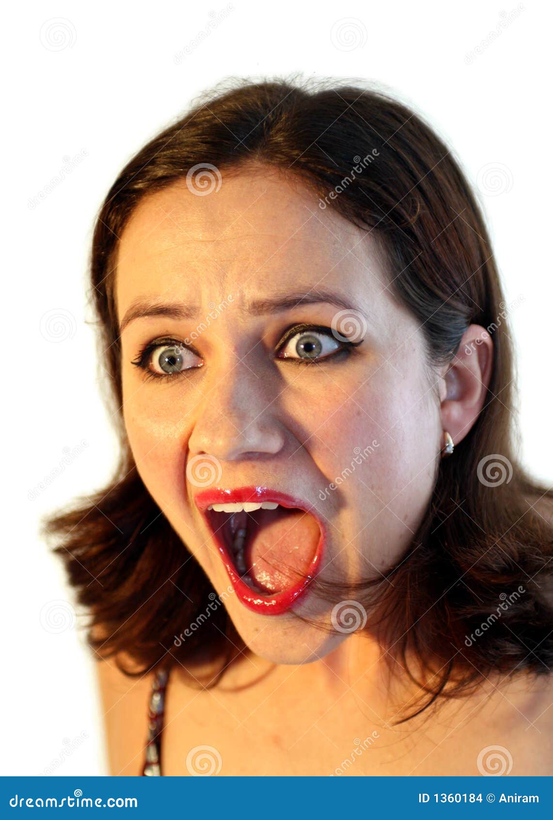 Woman in Fear stock photo. Image of face, lips, customer - 1360184