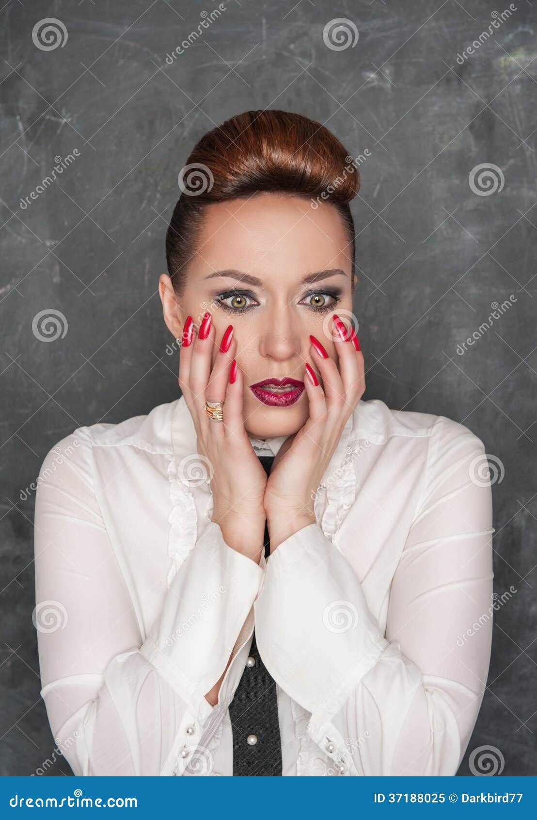 Woman with a Fear Expression Stock Image - Image of office, dramatic ...