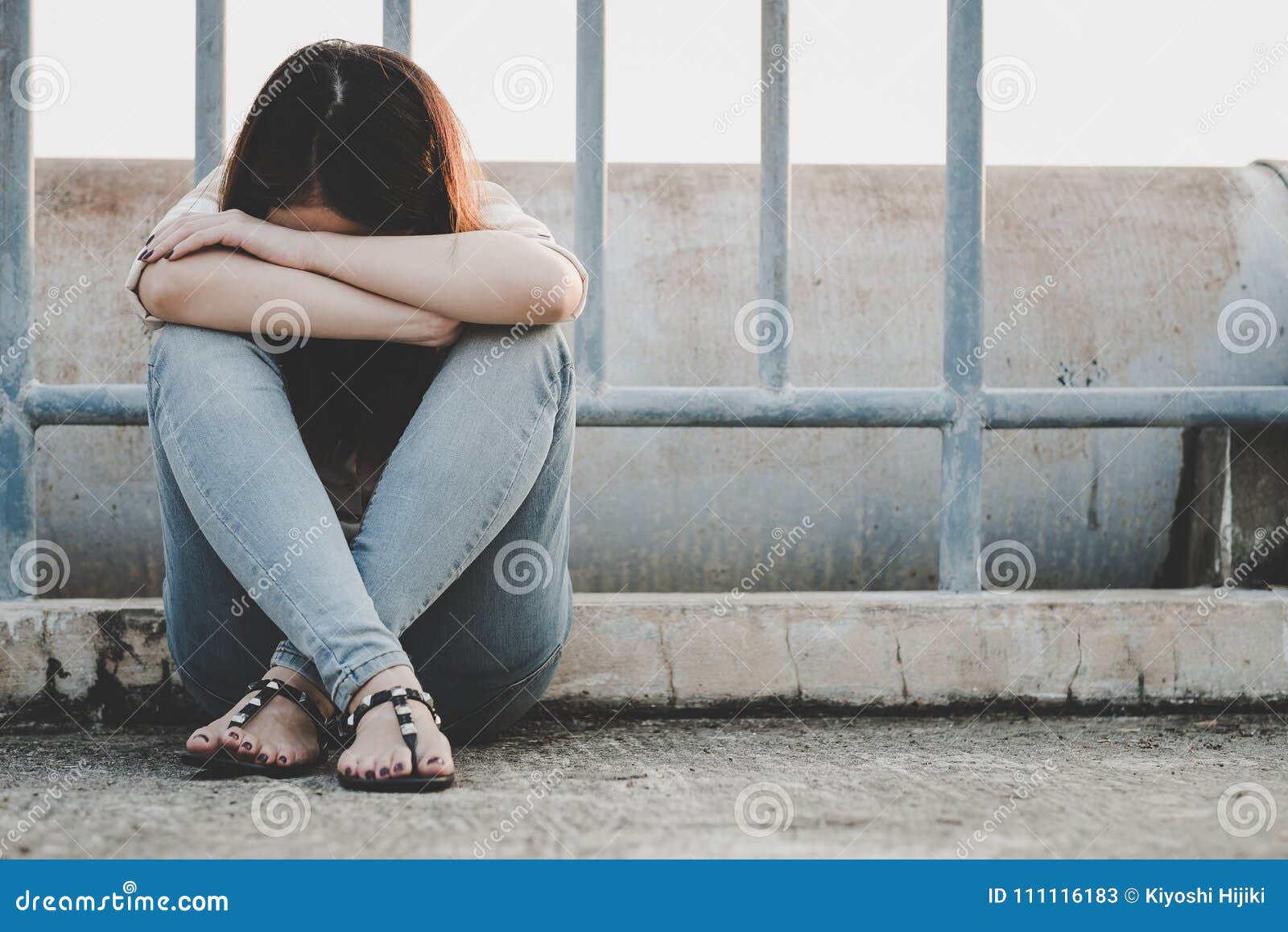 Woman Feel Sad with Depression Sitting on the Floor Stock Image - Image ...